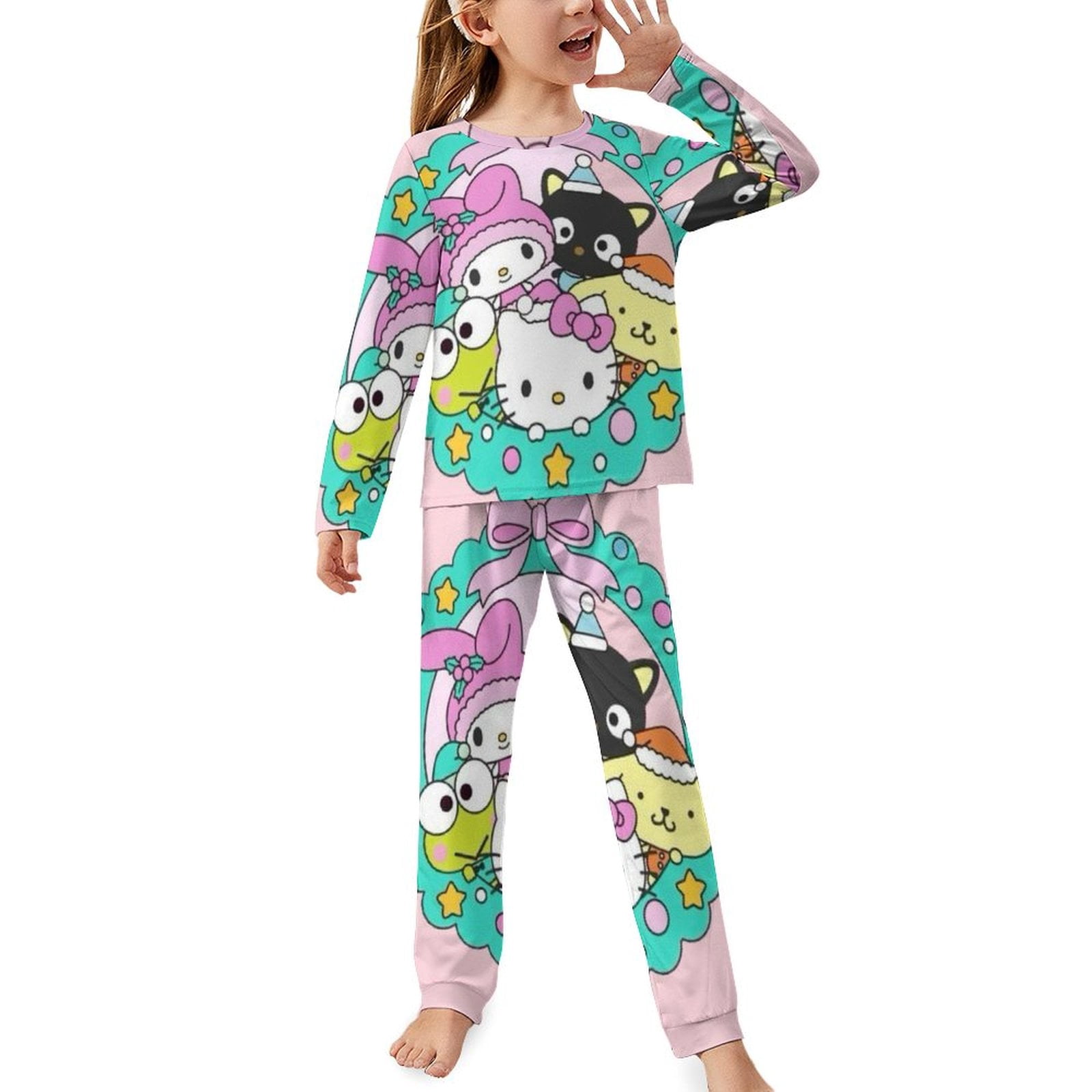 Hello Kitty Pajamas Set for Gils Kids Cute PJ Sets Hello Kitty Merch ...