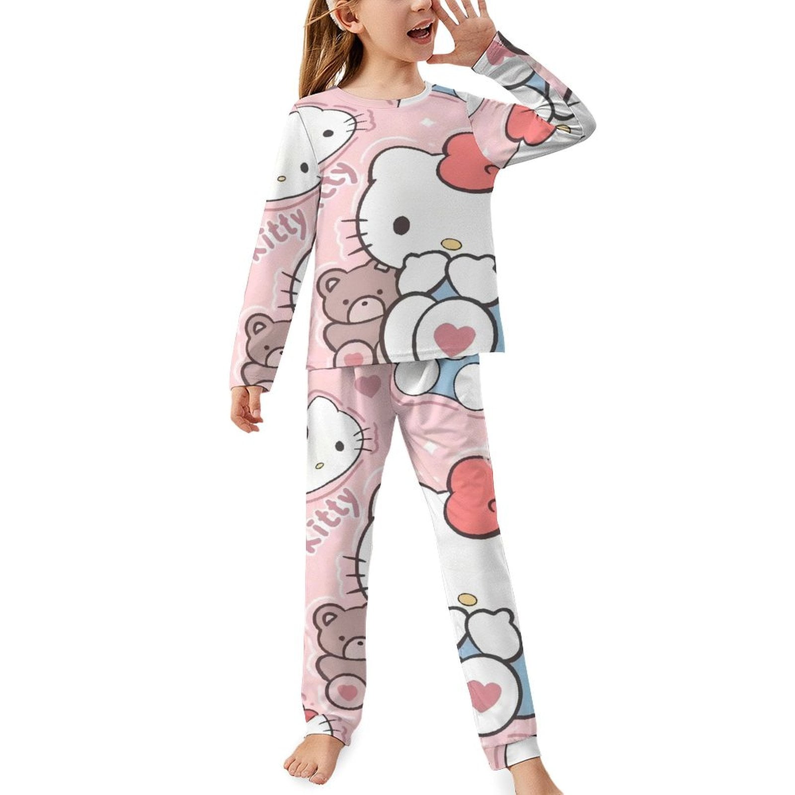 Hello Kitty Pajamas Set for Gils Kids Cute PJ Sets Hello Kitty Merch ...