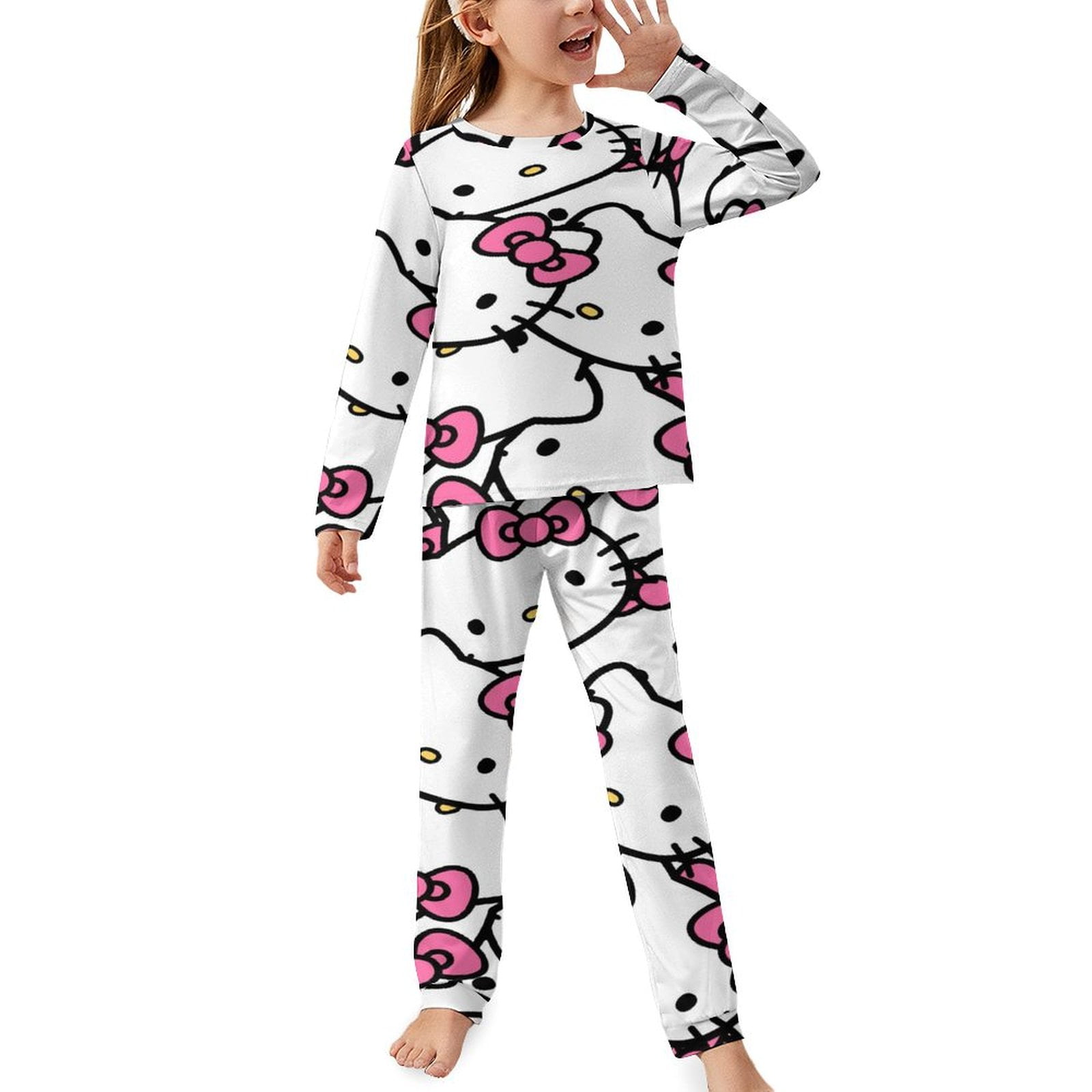 Hello Kitty Pajamas Set for Gils Kids Cute PJ Sets Hello Kitty Merch ...