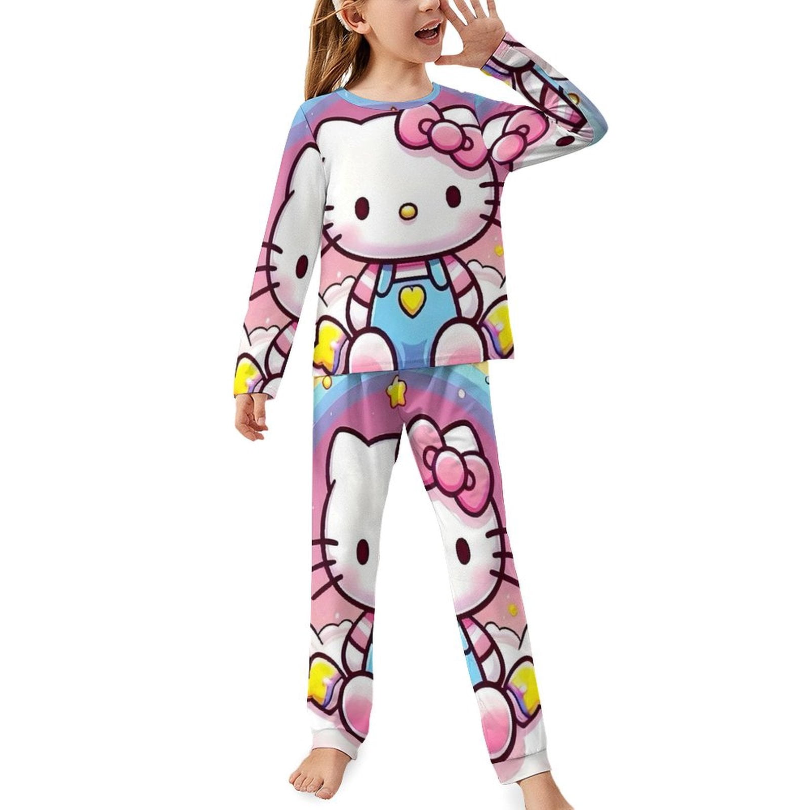 Hello Kitty Pajamas Set for Gils Kids Cute PJ Sets Hello Kitty Merch ...