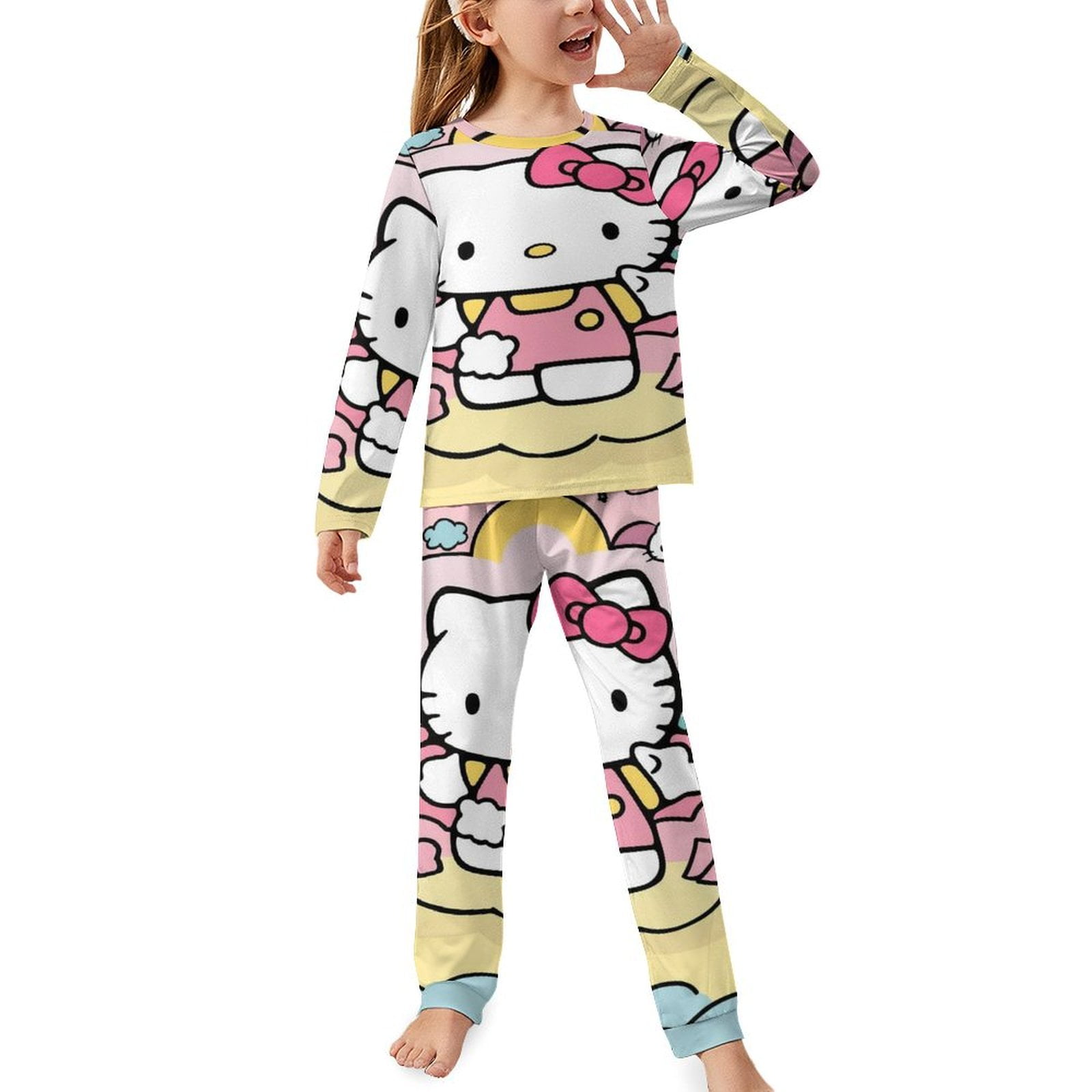 Hello Kitty Pajamas Set for Gils Kids Cute PJ Sets Hello Kitty Merch ...