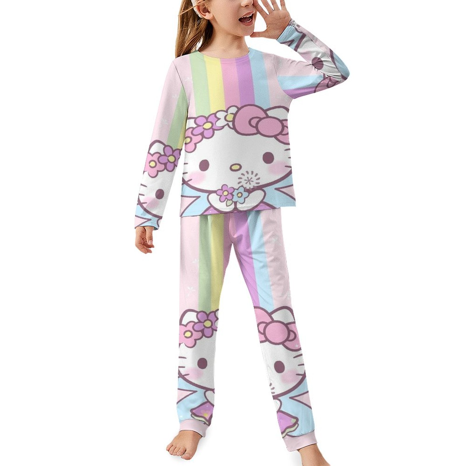 Hello Kitty Pajamas Set for Gils Kids Cute PJ Sets Hello Kitty Merch ...