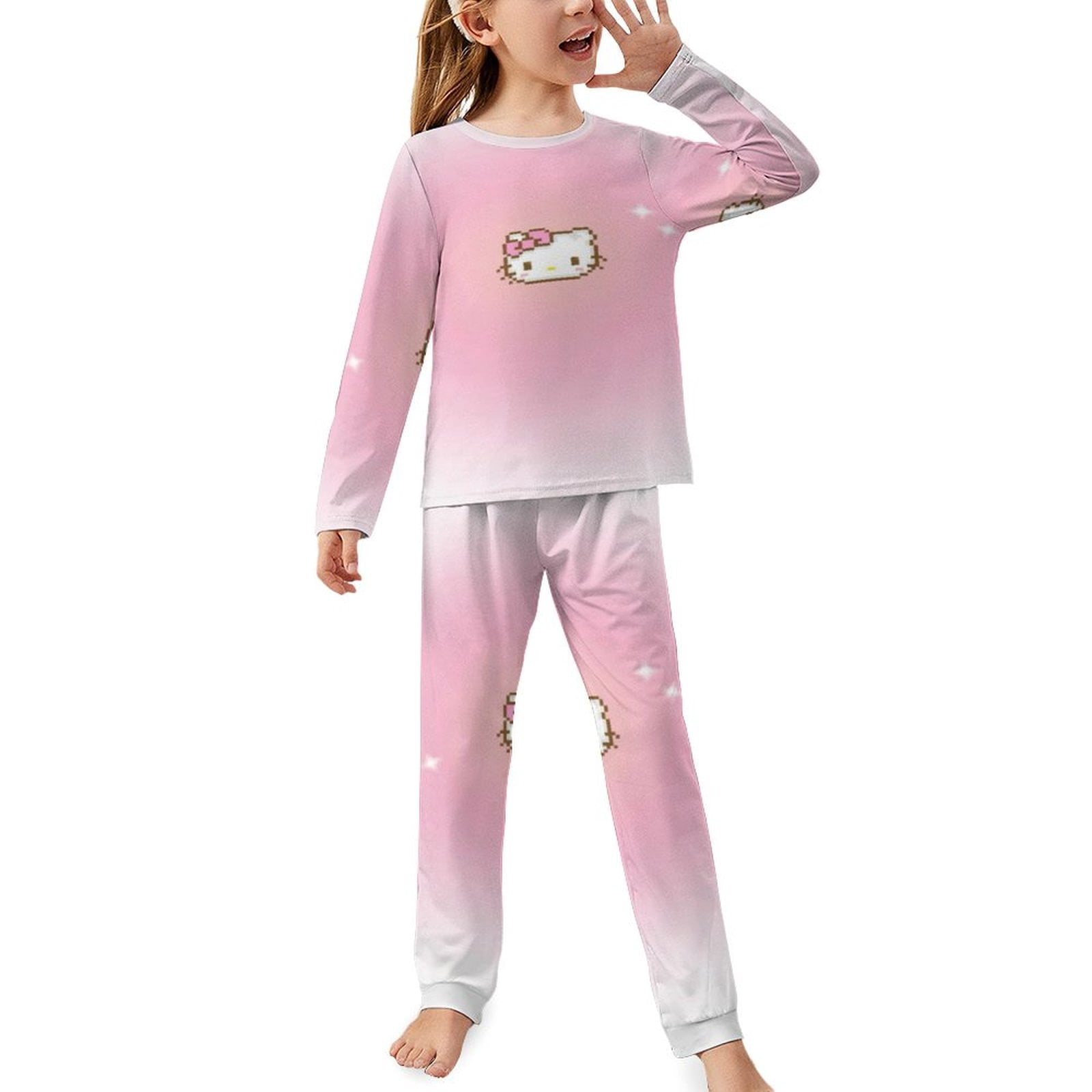 Hello Kitty Pajamas Set for Gils Kids Cute PJ Sets Hello Kitty Merch ...