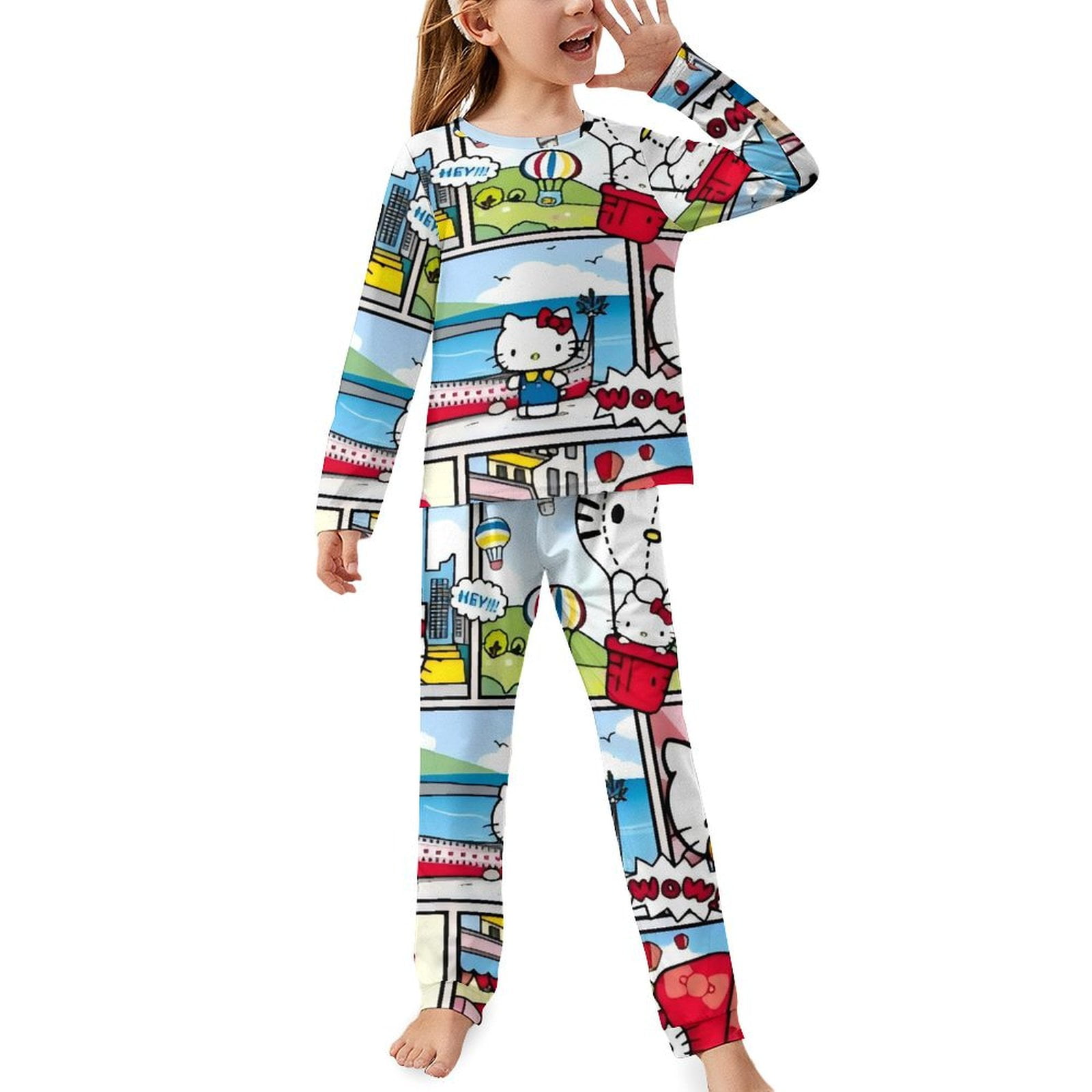 Hello Kitty Pajamas Set for Gils Kids Cute PJ Sets Hello Kitty Merch ...