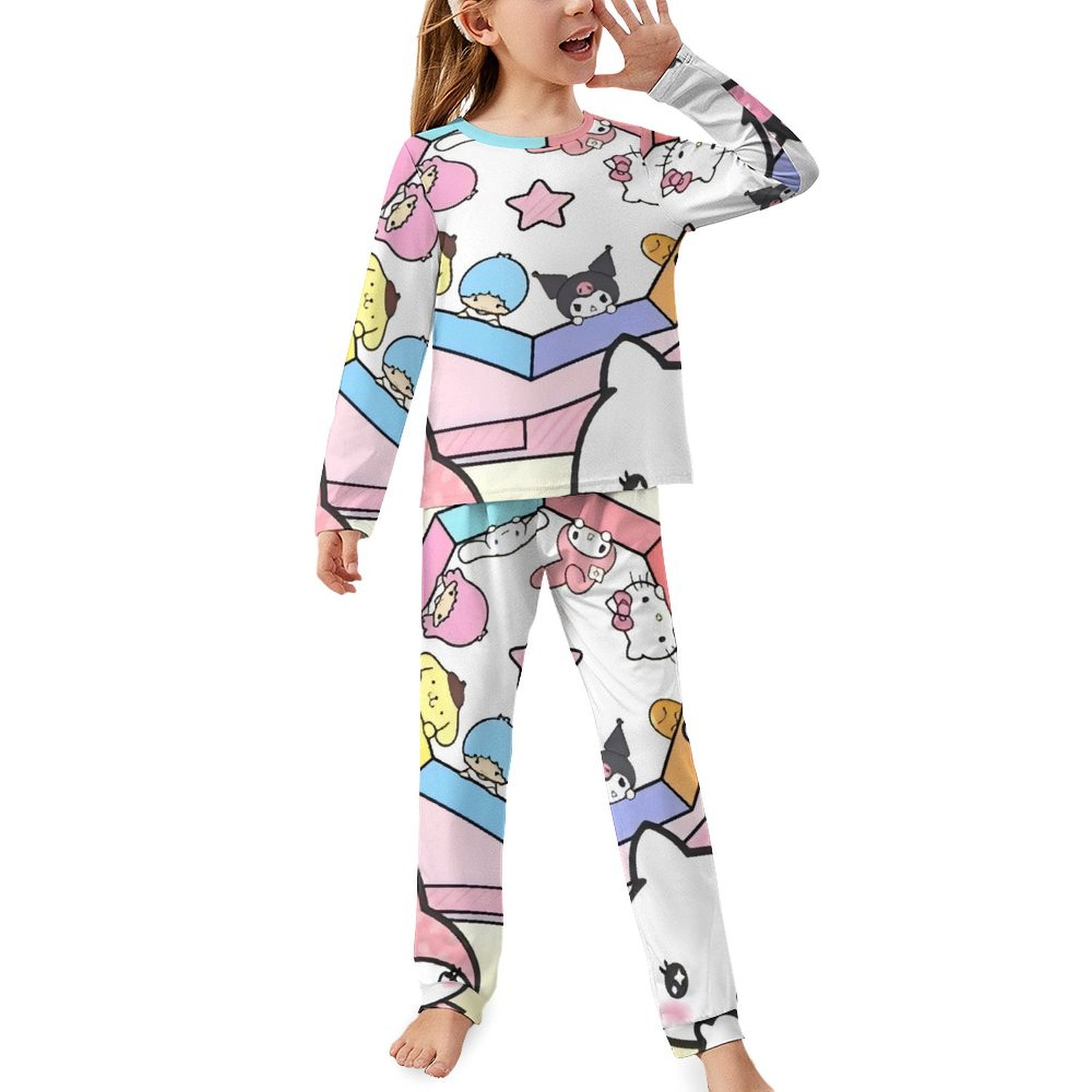 Hello Kitty Pajamas Set for Gils Kids Cute PJ Sets Hello Kitty Merch ...