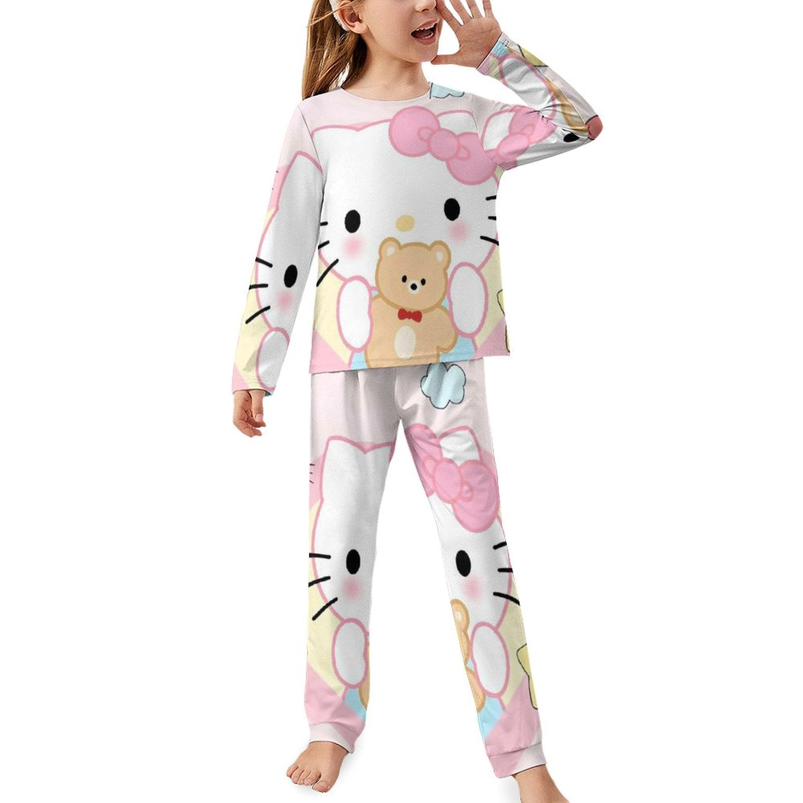 Hello Kitty Pajamas Set for Gils Kids Cute PJ Sets Hello Kitty Merch ...