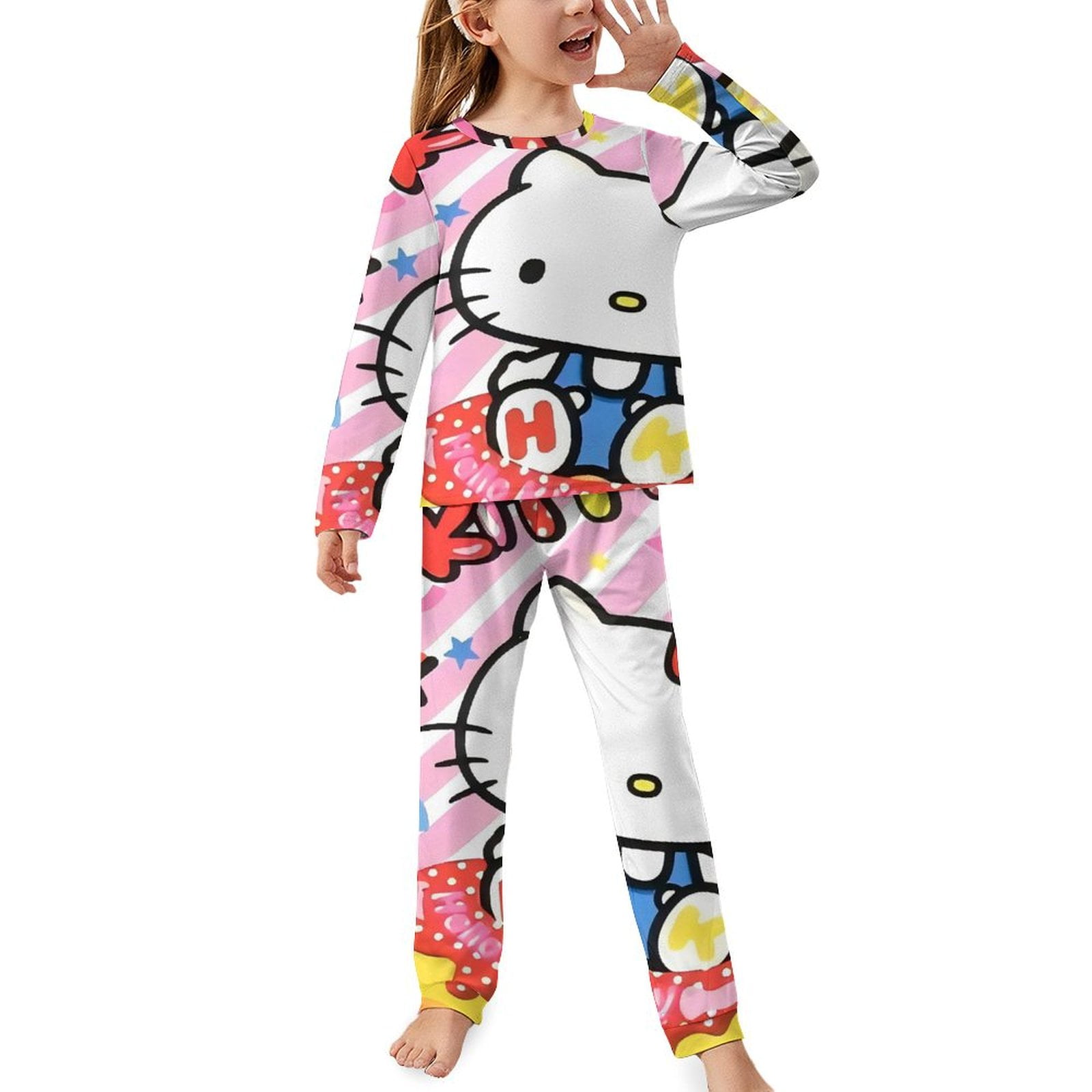 Hello Kitty Pajamas Set for Gils Kids Cute PJ Sets Hello Kitty Merch ...