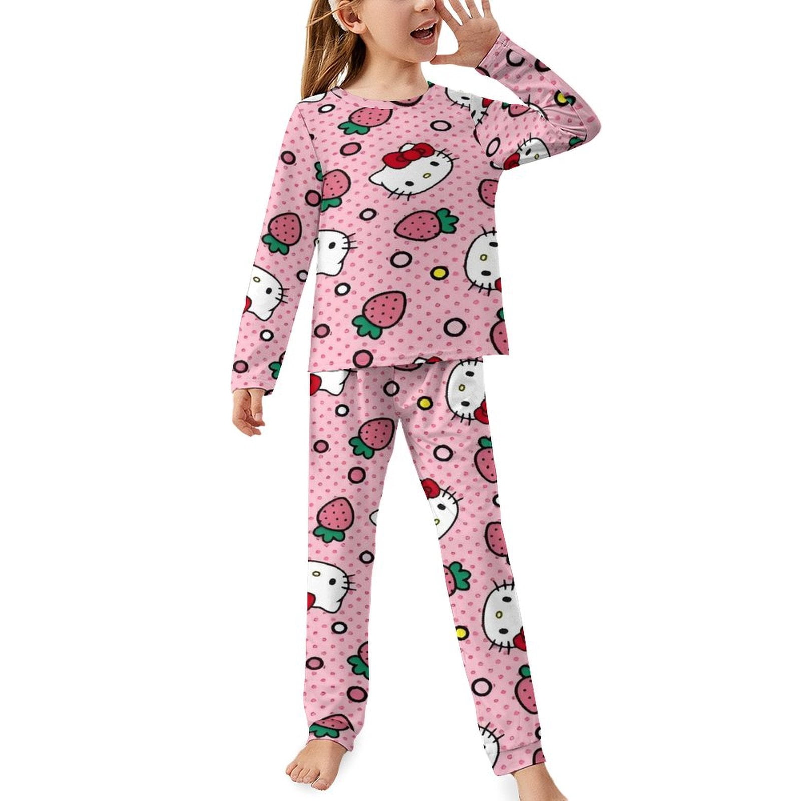 Hello Kitty Pajamas Set for Gils Kids Cute PJ Sets Hello Kitty Merch ...