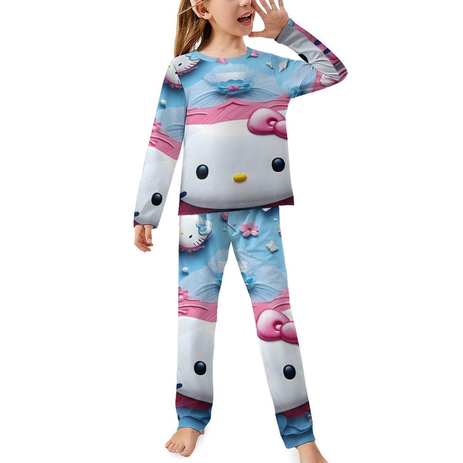 Hello Kitty Pajamas Set for Gils Kids Cute PJ Sets Hello Kitty Merch ...