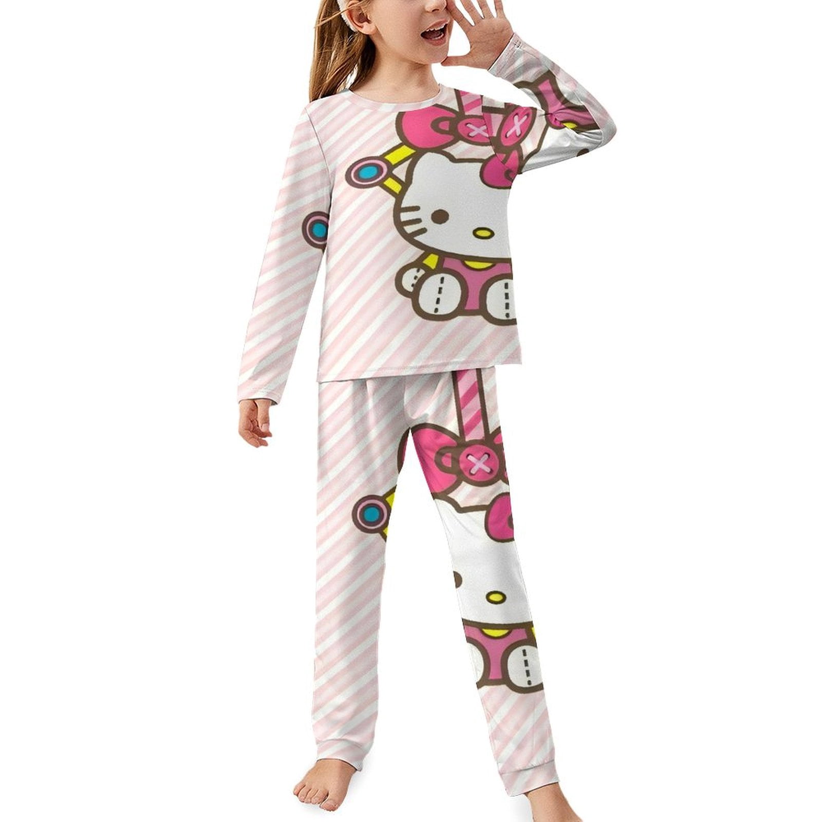 Hello Kitty Pajamas Set for Gils Kids Cute PJ Sets Hello Kitty Merch ...