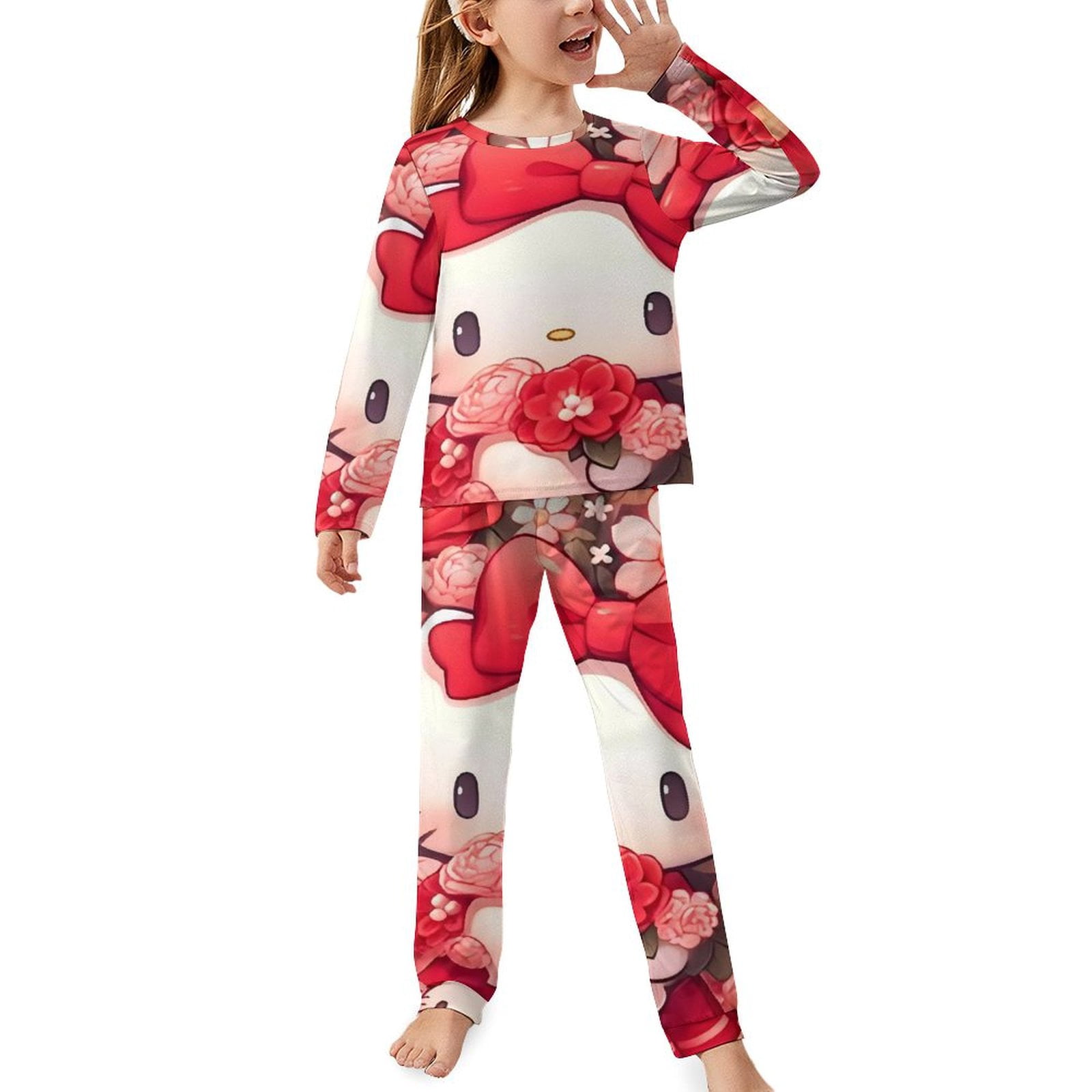 Hello Kitty Pajamas Set for Gils Kids Cute PJ Sets Hello Kitty Merch ...