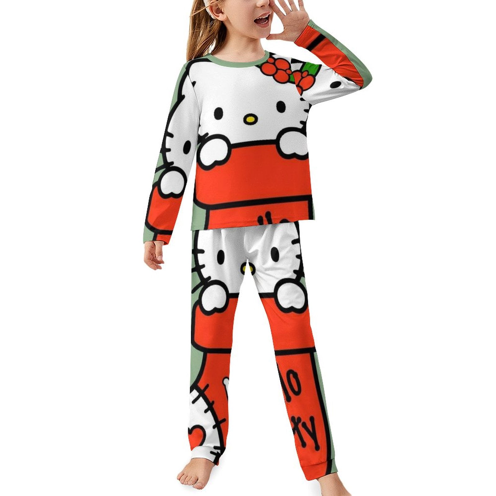 Hello Kitty Pajamas Set for Gils Kids Cute PJ Sets Hello Kitty Merch ...