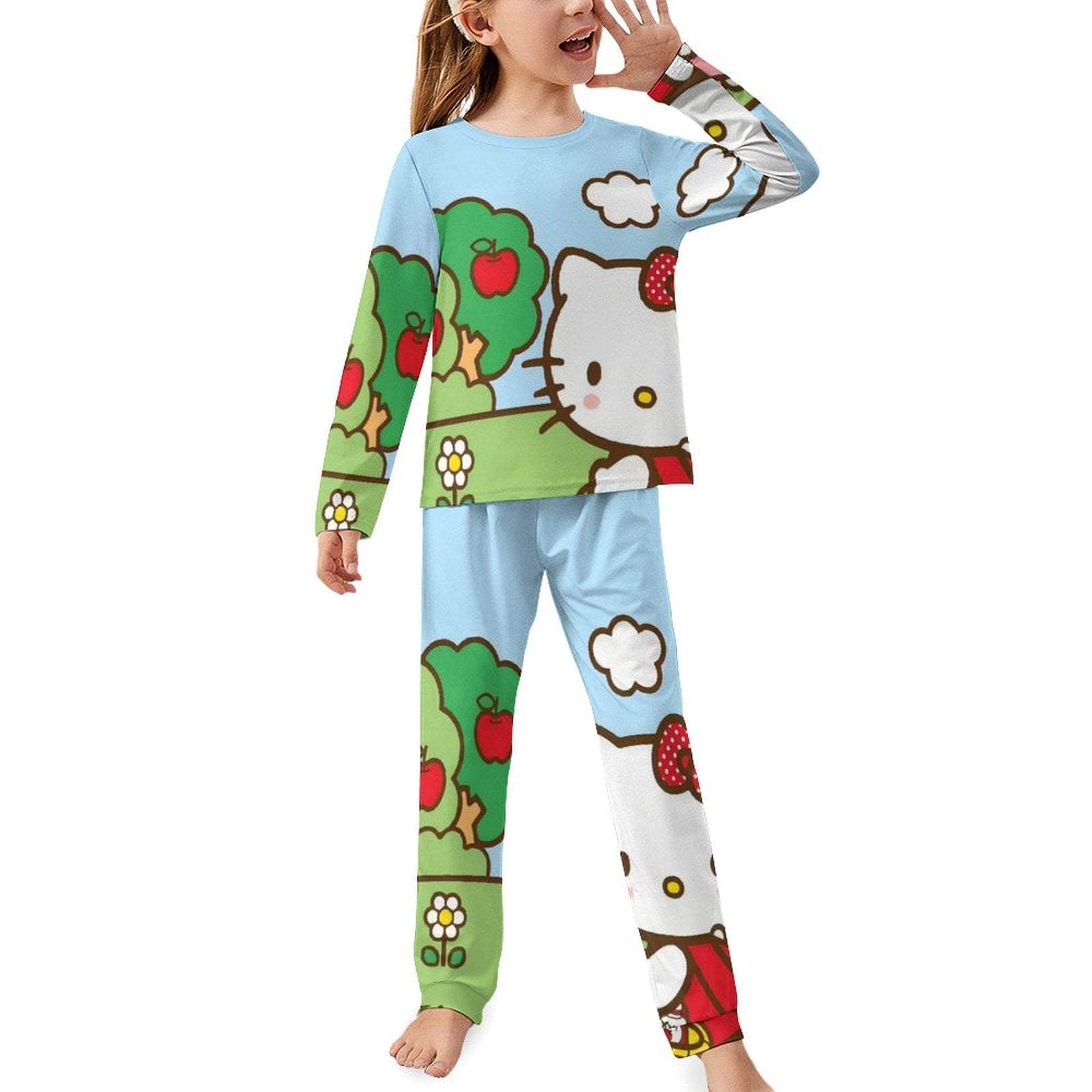Hello Kitty Pajamas Set for Gils Kids Cute PJ Sets Hello Kitty Merch ...