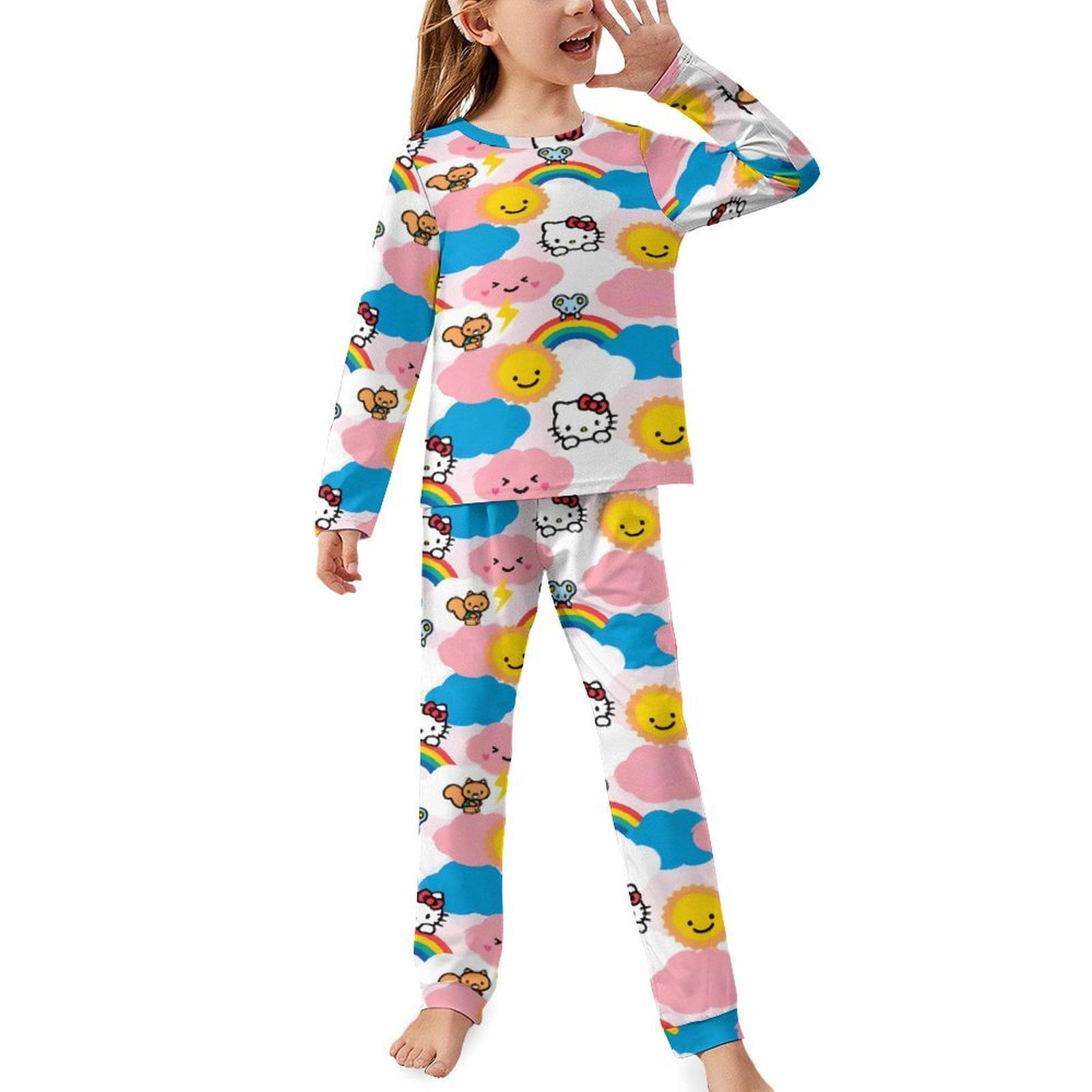 Hello Kitty Pajamas Set for Gils Kids Cute PJ Sets Hello Kitty Merch ...