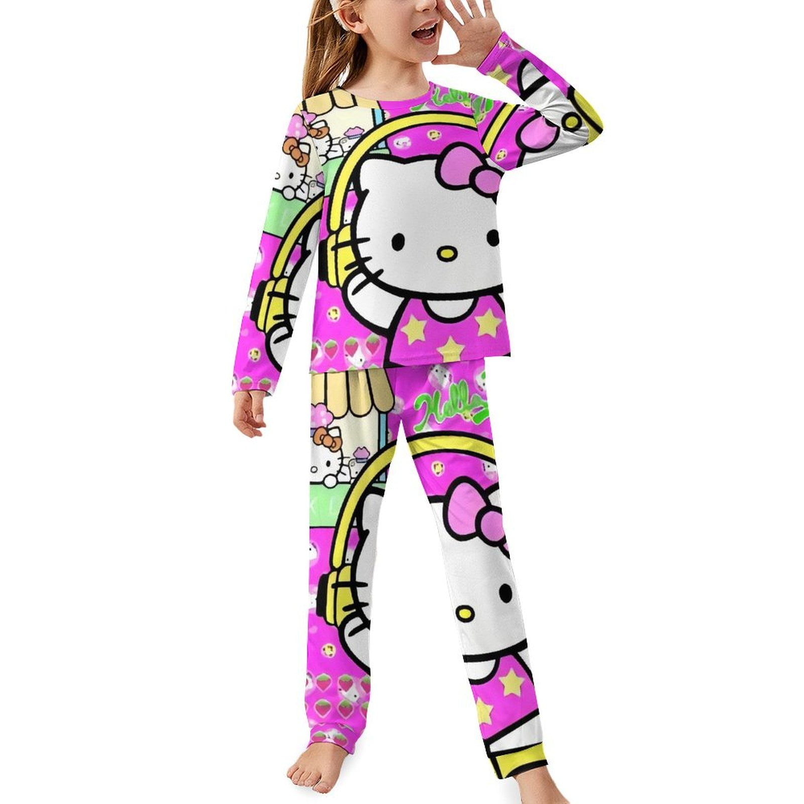 Hello Kitty Pajamas Set for Gils Kids Cute PJ Sets Hello Kitty Merch ...