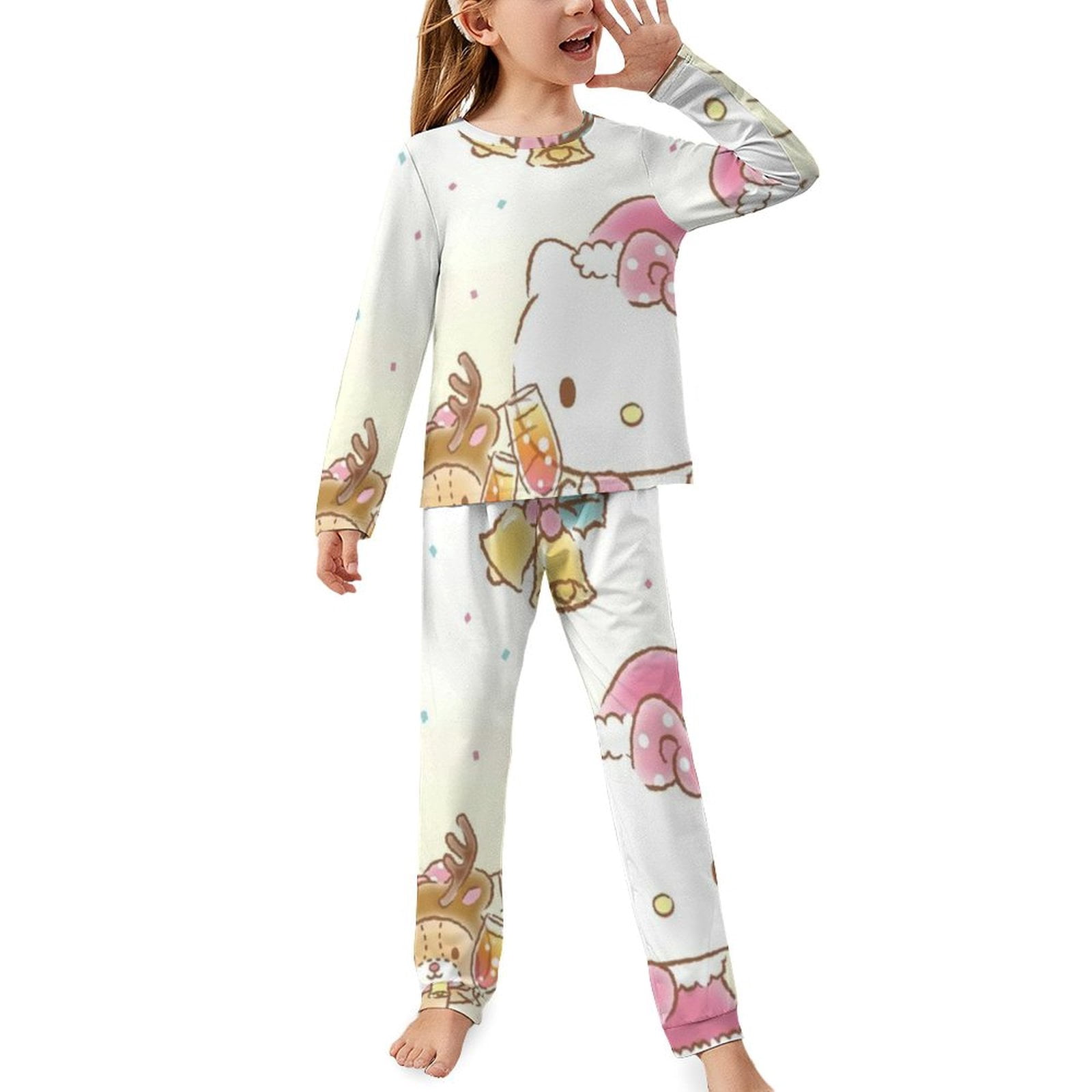 Hello Kitty Pajamas Set for Gils Kids Cute PJ Sets Hello Kitty Merch ...