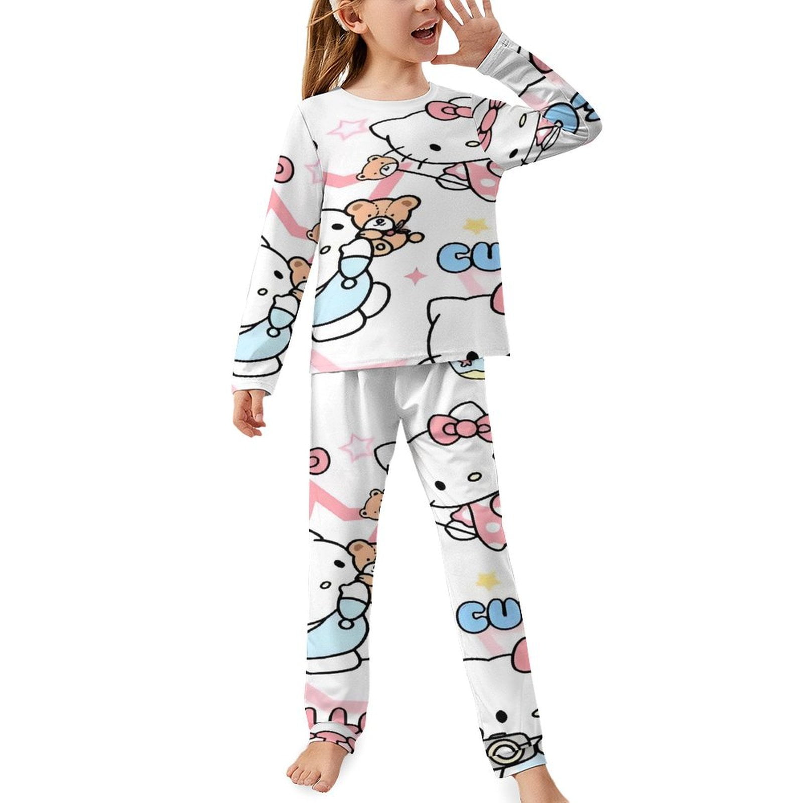Hello Kitty Pajamas Set for Gils Kids Cute PJ Sets Hello Kitty Merch ...