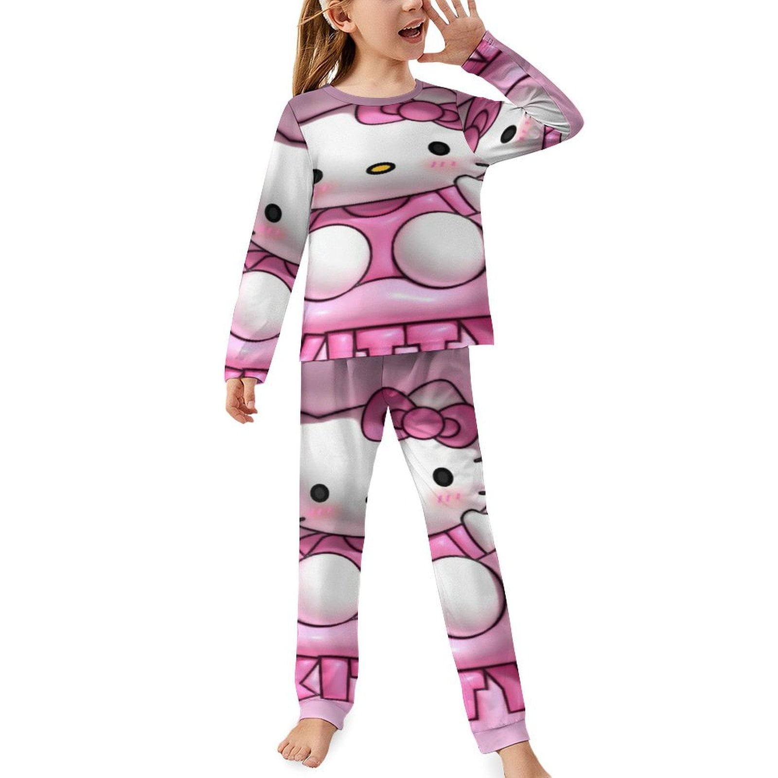 Hello Kitty Pajamas Set for Gils Kids Cute PJ Sets Hello Kitty Merch ...
