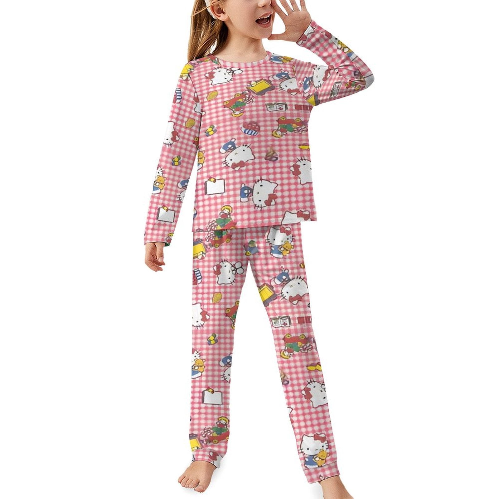 Hello Kitty Pajamas Set for Gils Kids Cute PJ Sets Hello Kitty Merch ...