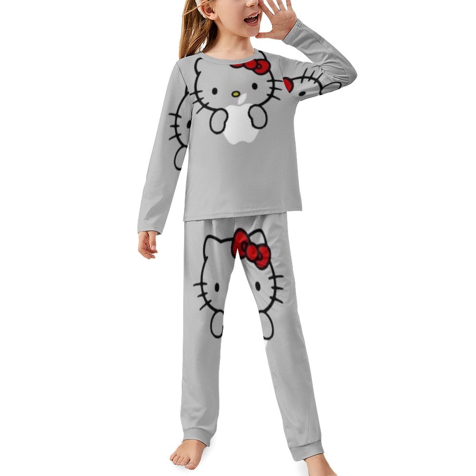 Hello Kitty Pajamas for Girls 2-Piece Soft Long Sleeve & Pants PJ Set ...