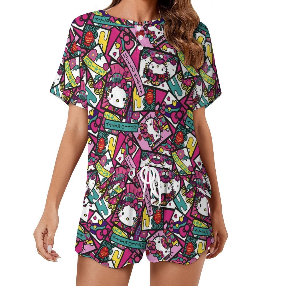 Hello Kitty Pajamas for Women Short Sleeve Pajamas Set Hello Kitty ...