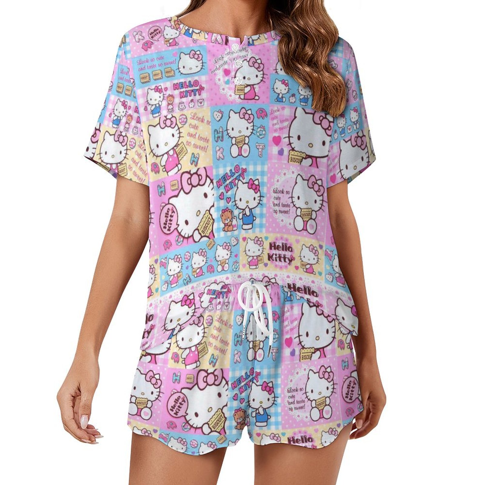 Hello Kitty Pajamas for Women Short Sleeve Pajamas Set Hello Kitty ...