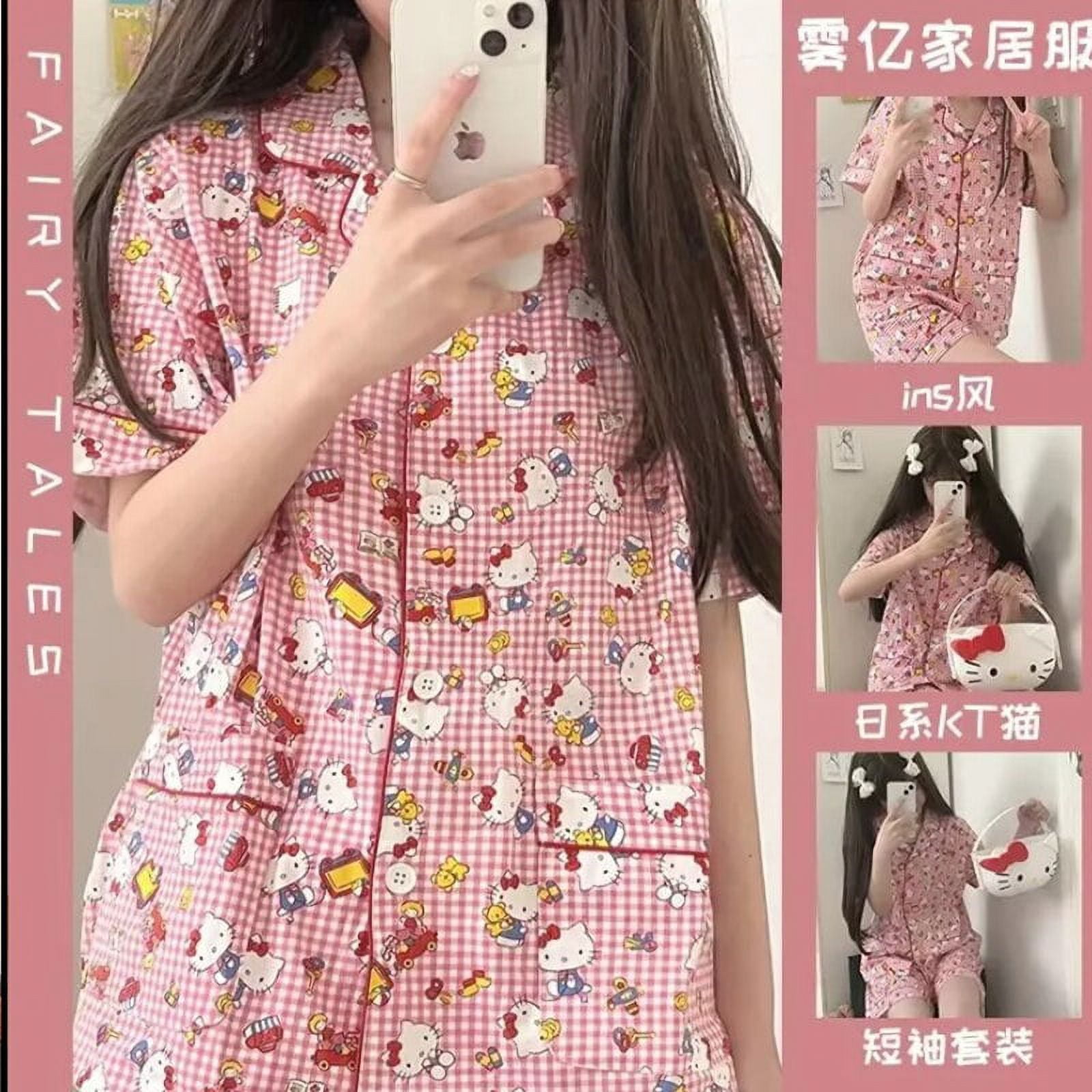 Hello Kitty Pajamas sets Kuromi Melody CInnamoroll kawaii girls ins style sleepwear Women's ...