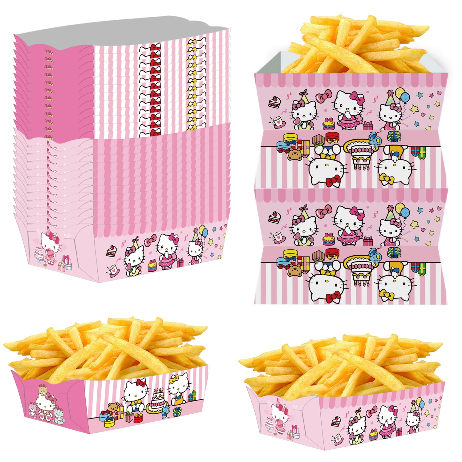 Hello Kitty Paper Food Serving Trays Candy Snacks Popcorn Box Kids ...