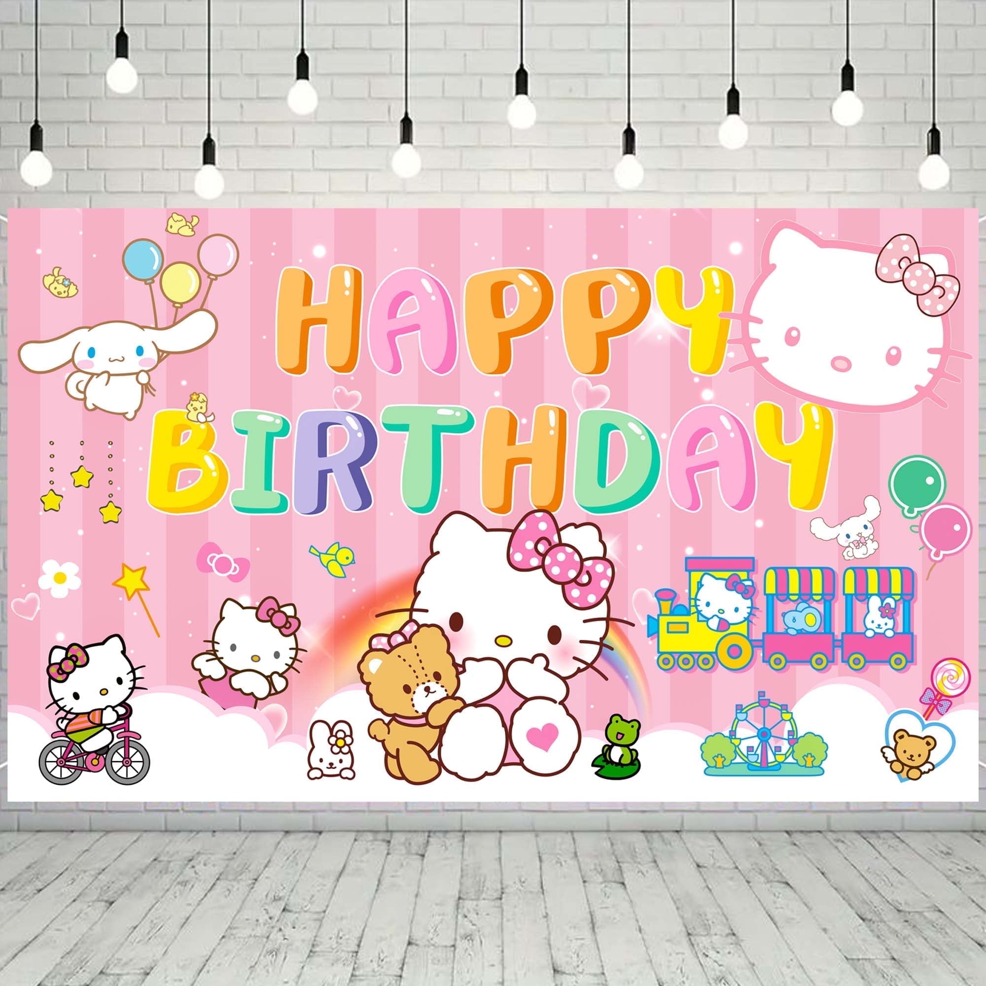 Hello Kitty Party Backdrop, 71x43'' Hello Kitty Birthday Party ...