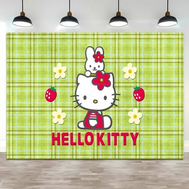 Hello Kitty Party Backdrop Cute Girl Birthday Background Photography ...