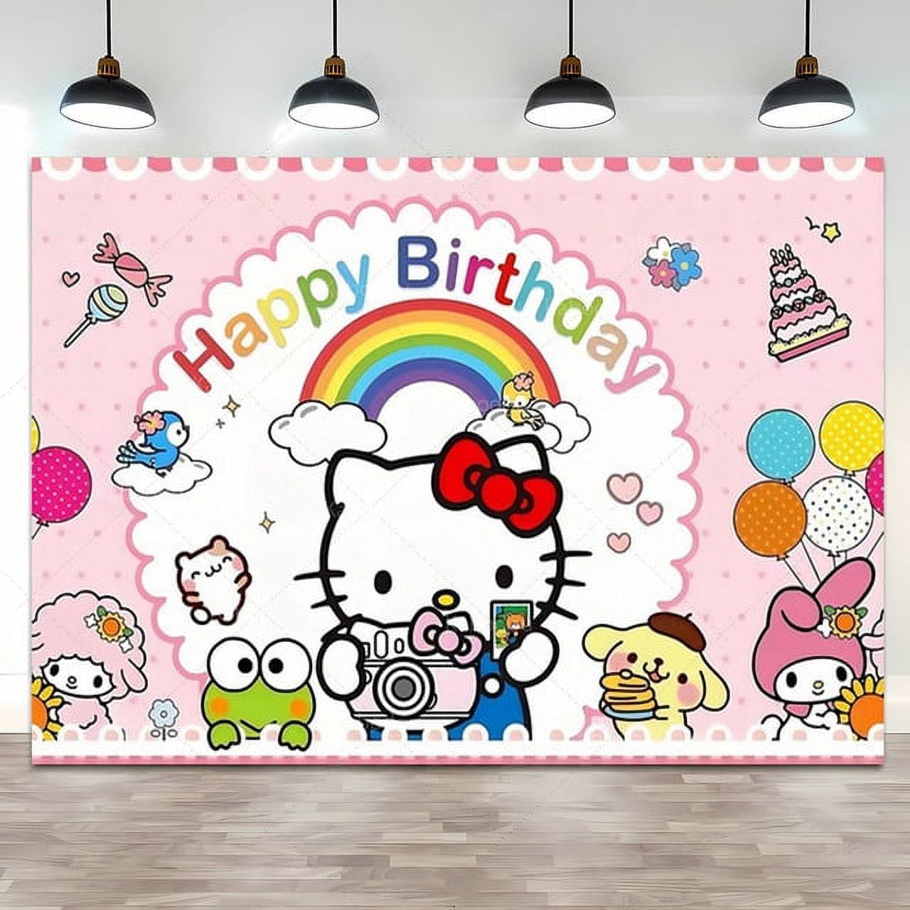 Hello Kitty Party Backdrop Cute Girl Birthday Background Photography ...