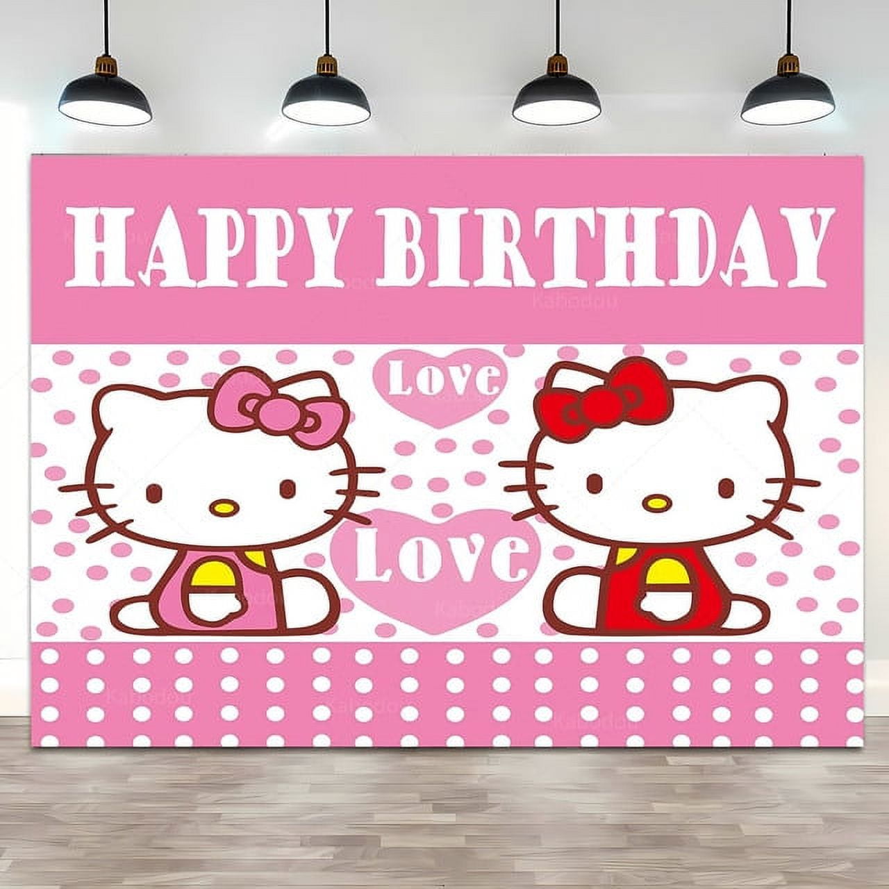 Hello Kitty Party Backdrop Cute Girl Birthday Background Photography ...