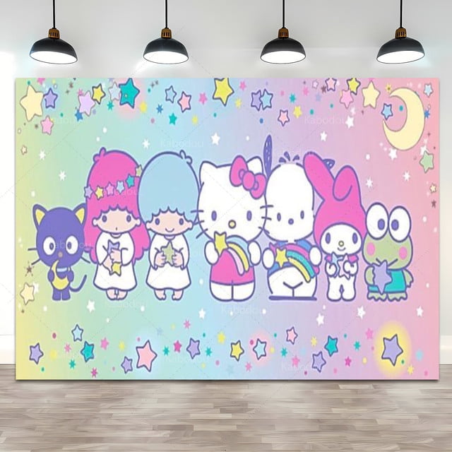 Hello Kitty Party Backdrop Cute Girl Birthday Background Photography ...