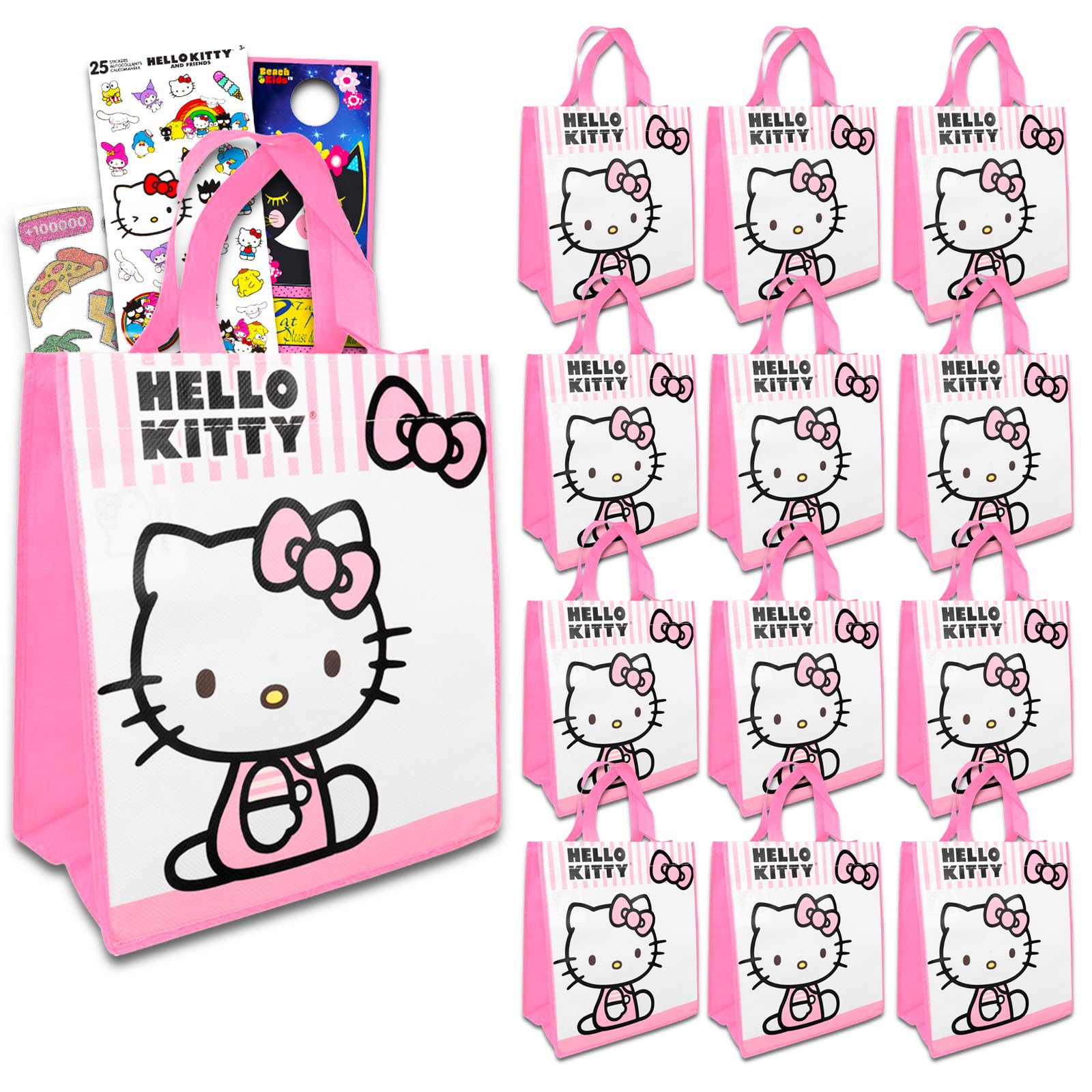 Hello Kitty Party Favor RRF12 Bag Set - Bundle with 12 Reusable Hello ...