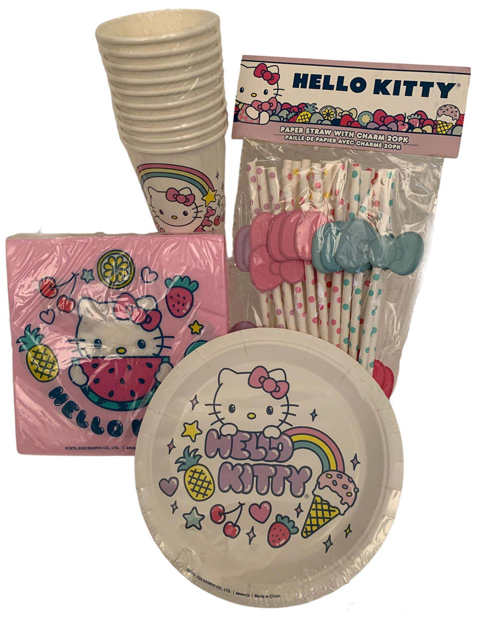 Hello Kitty Party Supplies Paper Plates Cups Straws Napkins Service For ...