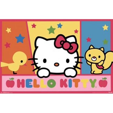 Rolled Poster Hello Kitty Pink Background 24" x 36" Framed Poster ...