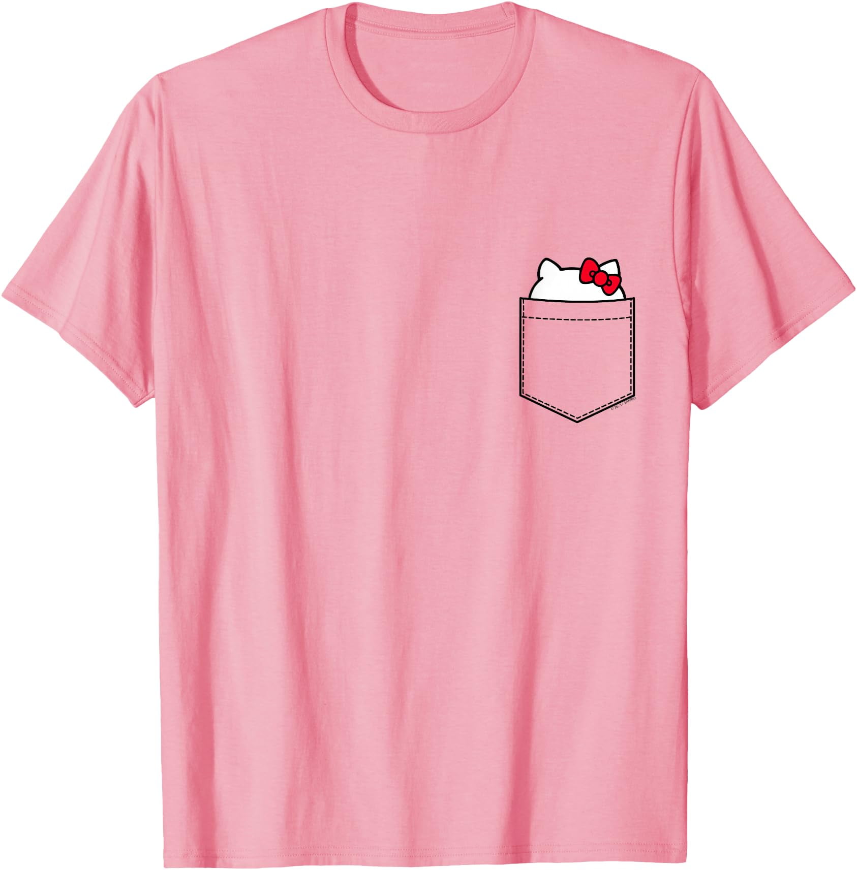 Hello Kitty Peeking (Graphic Pocket) DTG Print Unisex T-Shirt,Light ...