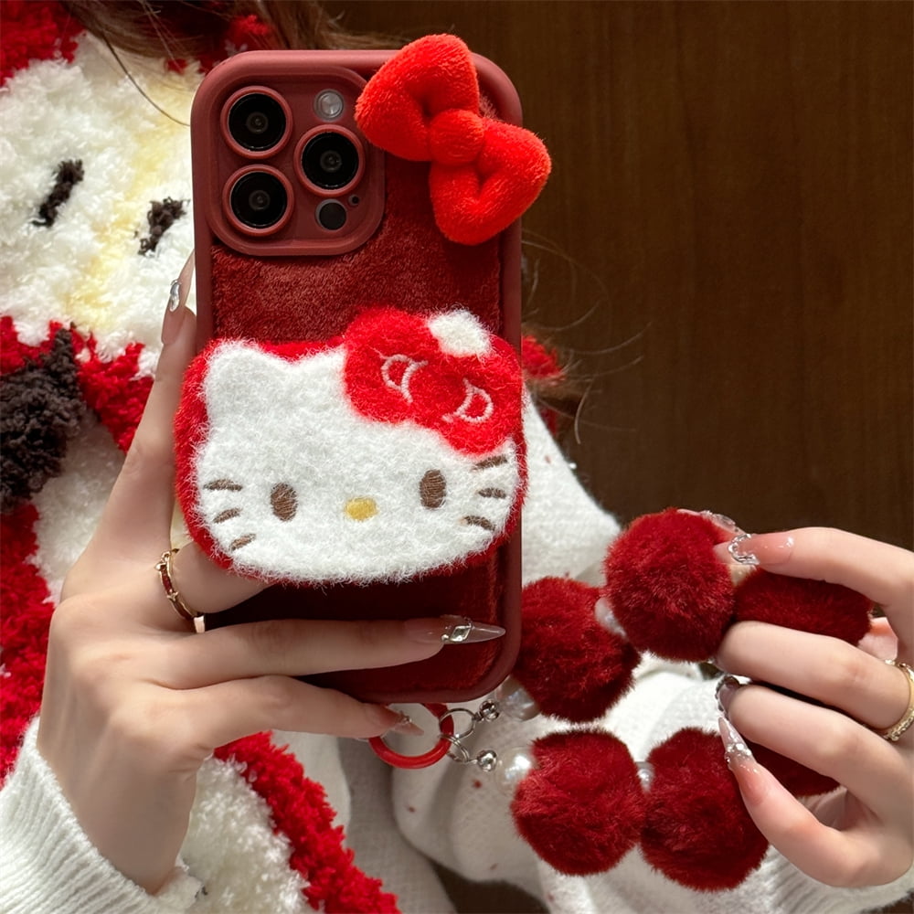 Hello Kitty Phone Chain Wrist Strap Soft Case For iPhone 16 15 14 Pro ...