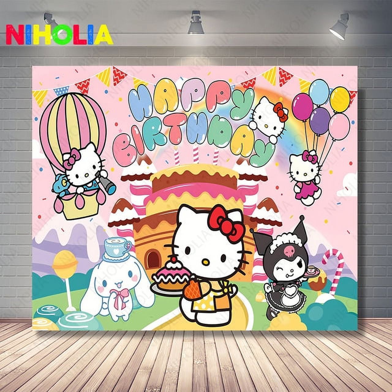 Hello Kitty Photo Backdrop Sanrio Series Girls Birthday Party Banner ...