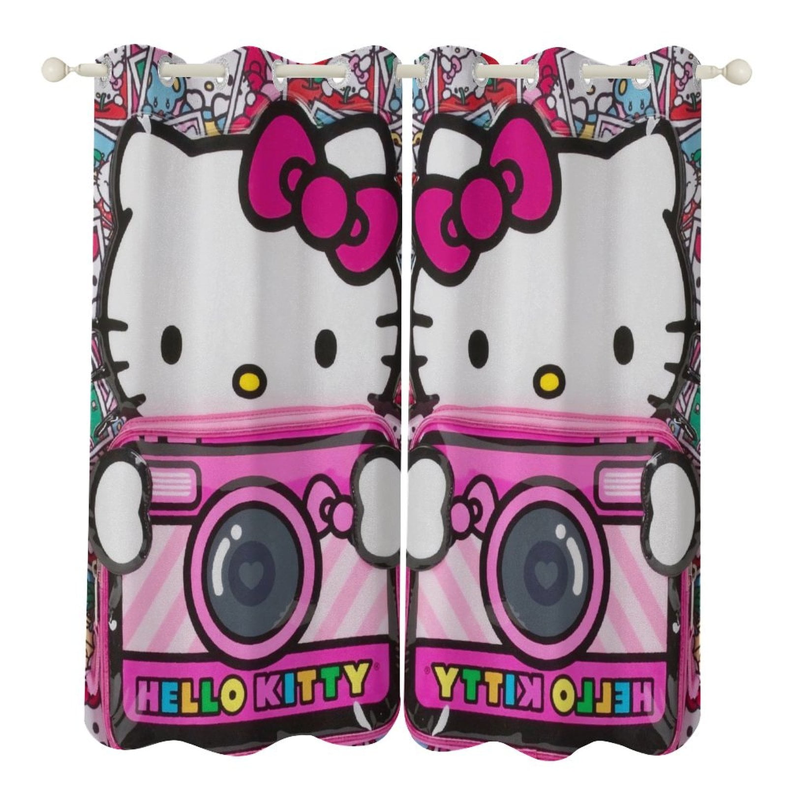 Hello Kitty Photo Curtains 84 inch,2 Panels Set,100% Blackout Curtain ...