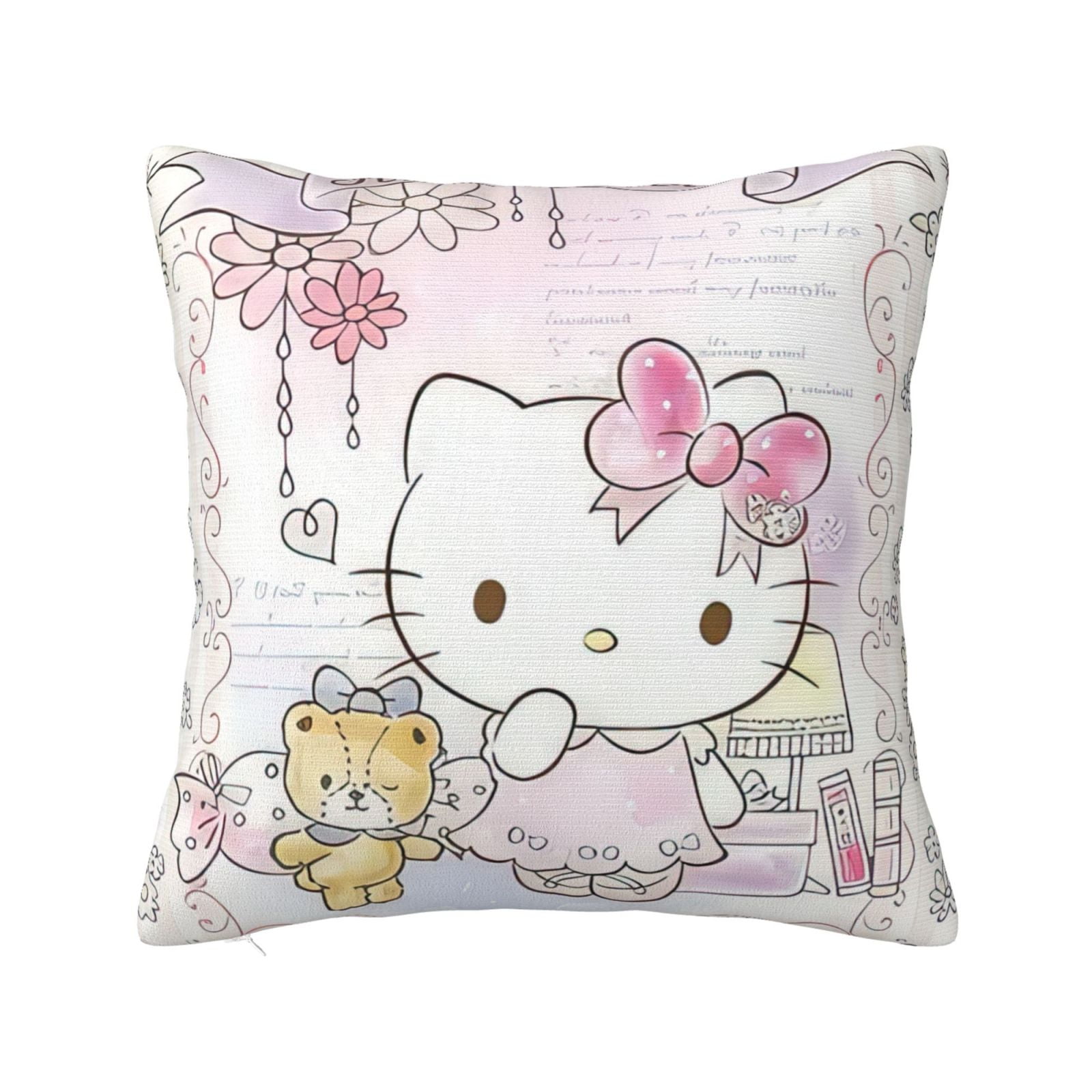 Hello Kitty Pillow Cover, Square Throw Pillow Cases For Couch Sofa Bed ...