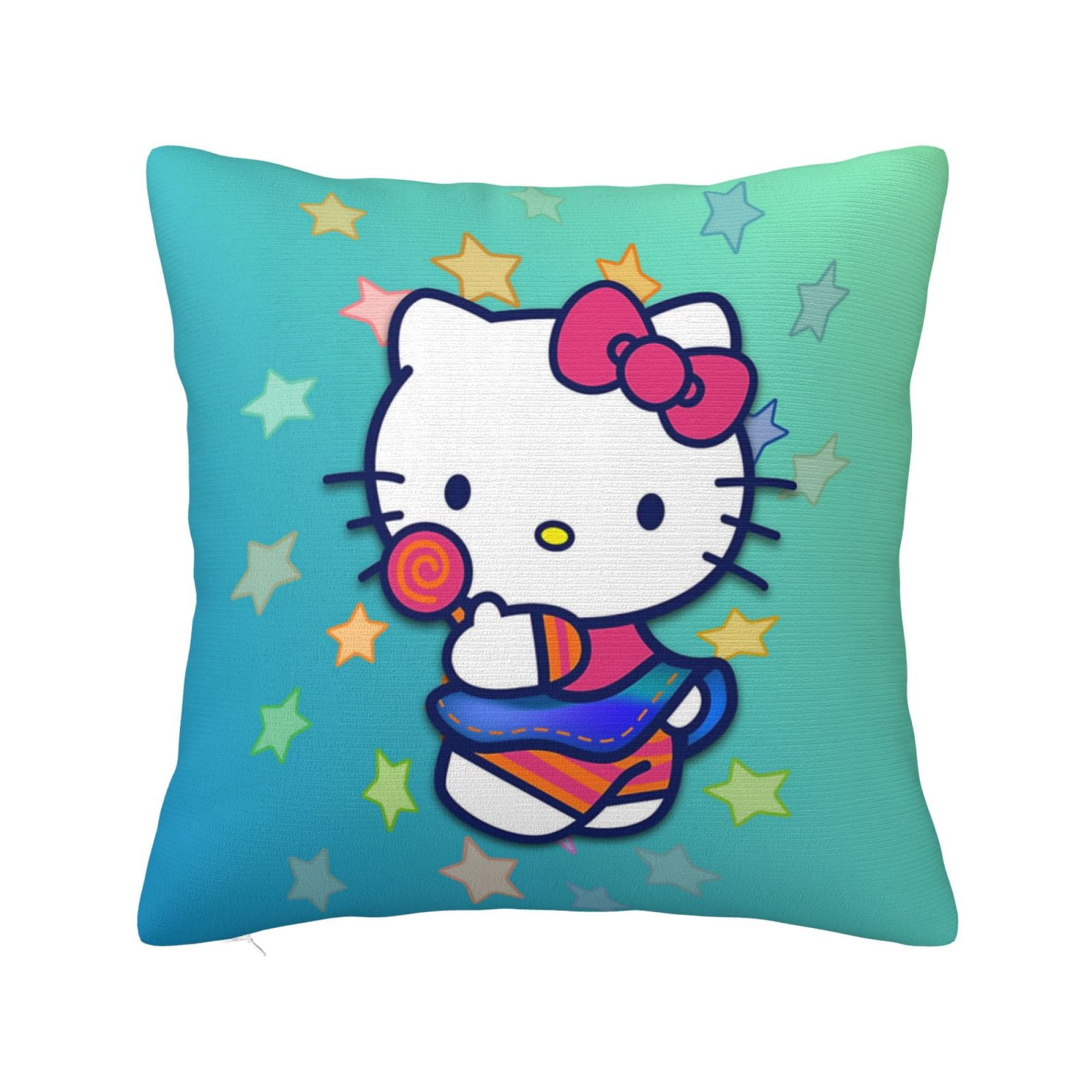 Hello Kitty Pillow Cover, Square Throw Pillow Cases For Couch Sofa Bed ...
