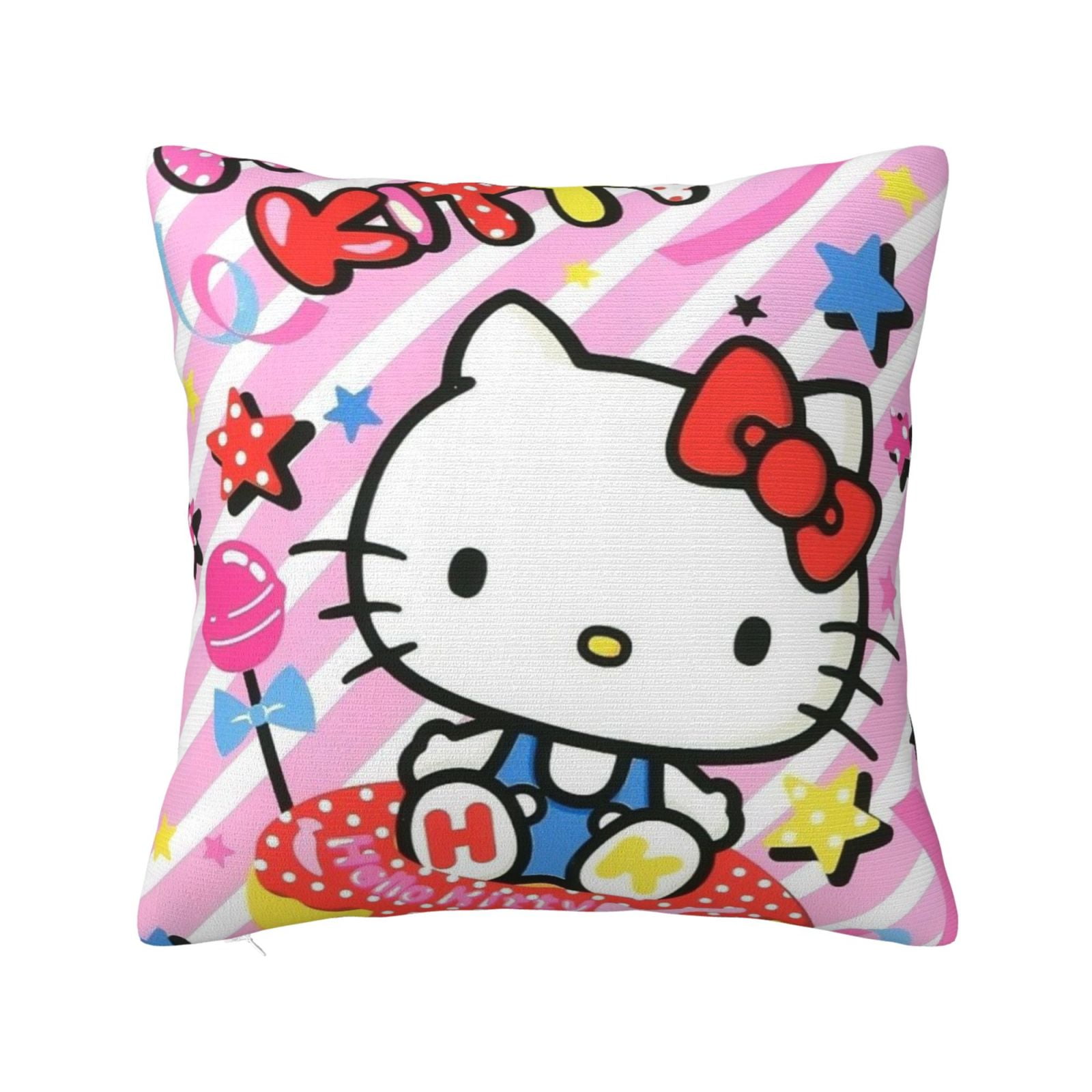 Hello Kitty Pillow Cover, Square Throw Pillow Cases For Couch Sofa Bed ...
