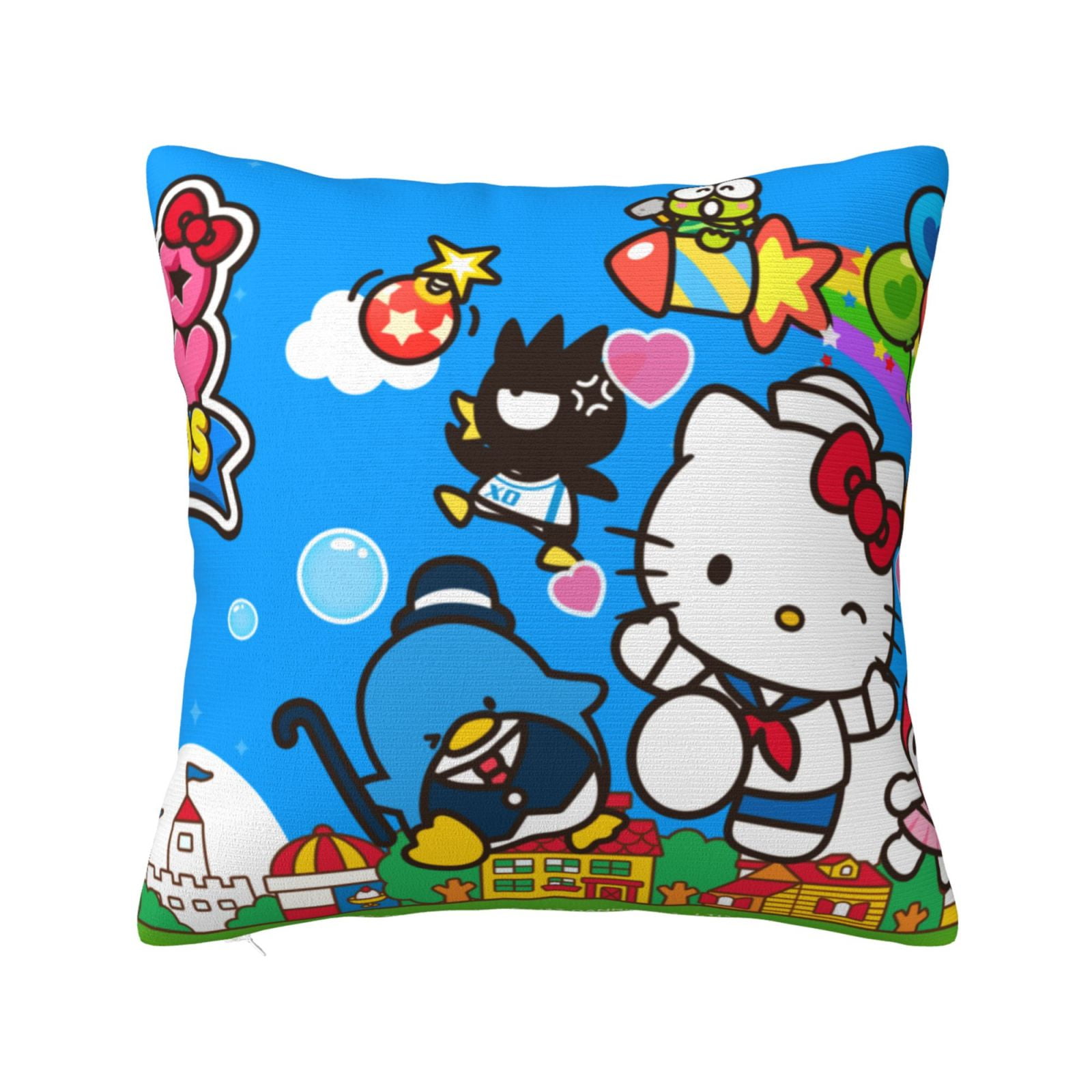 Hello Kitty Pillow Cover, Square Throw Pillow Cases For Couch Sofa Bed ...