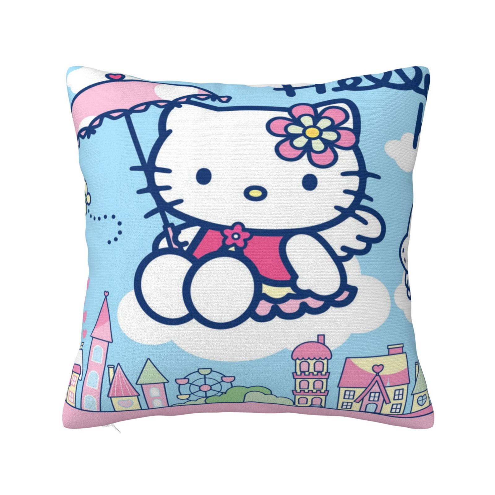 Hello Kitty Pillow Cover, Square Throw Pillow Cases For Couch Sofa Bed ...