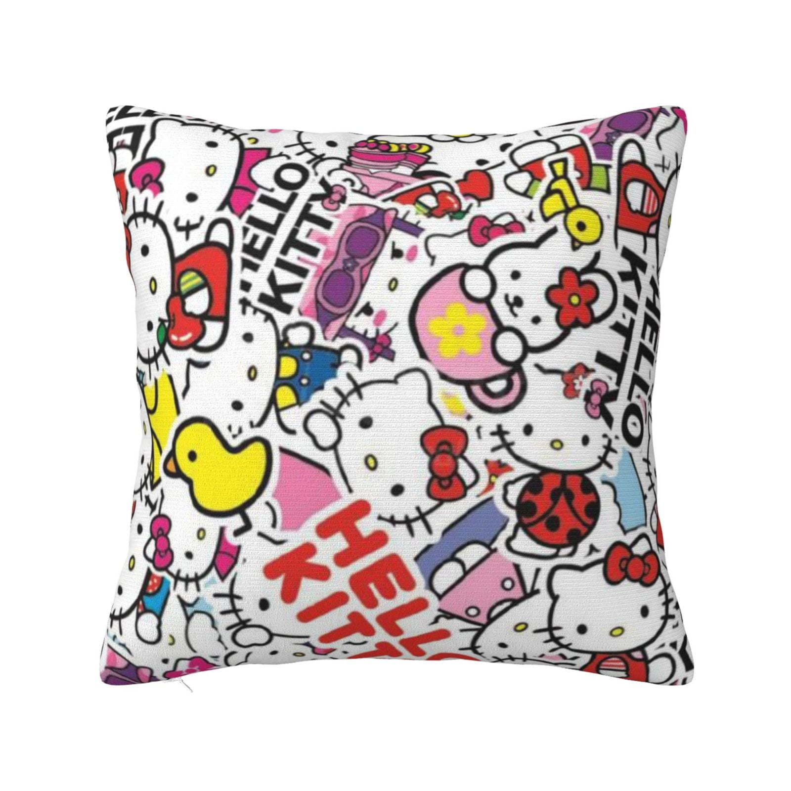 Hello Kitty Pillow Cover, Square Throw Pillow Cases For Couch Sofa Bed ...