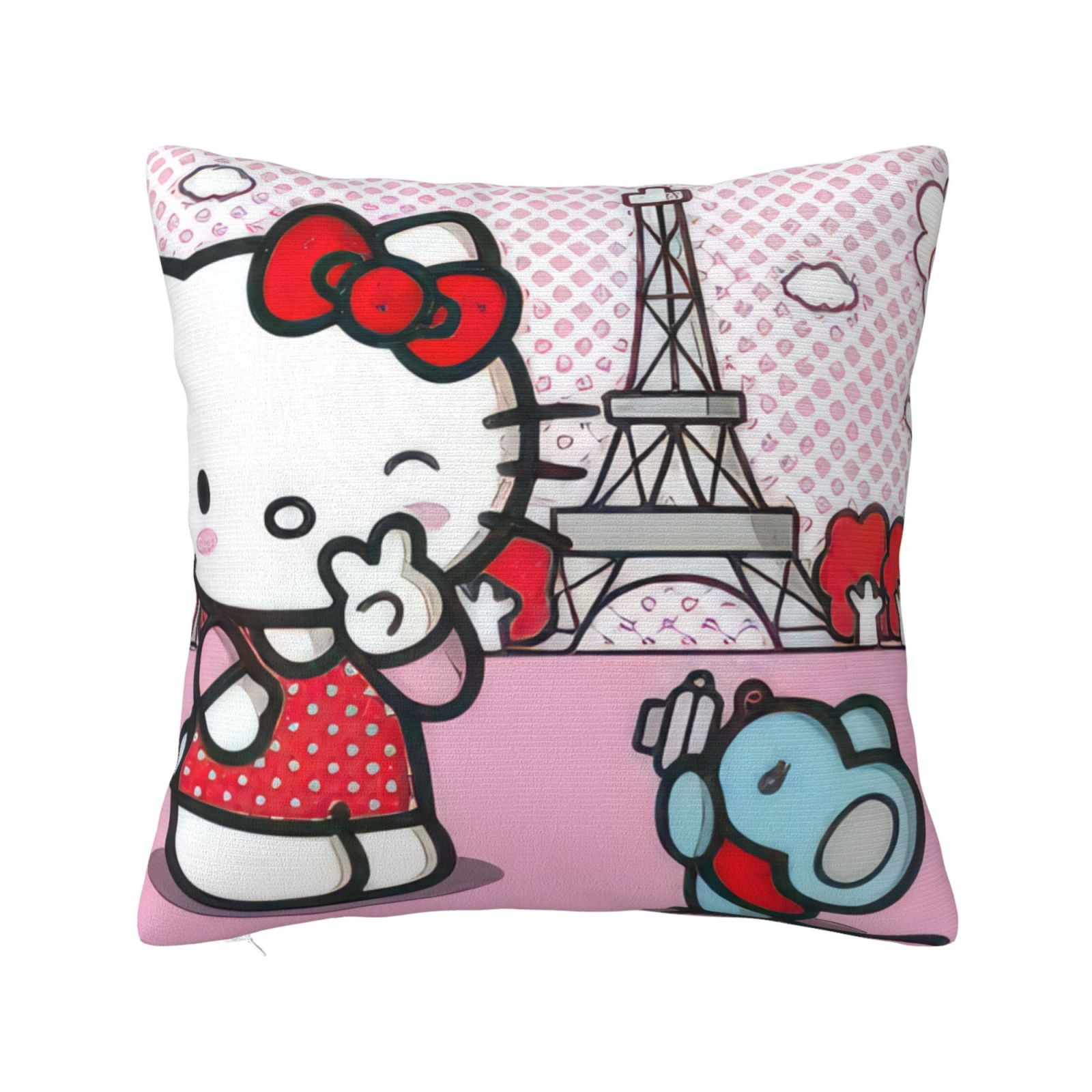Hello Kitty Pillow Cover, Square Throw Pillow Cases For Couch Sofa Bed ...