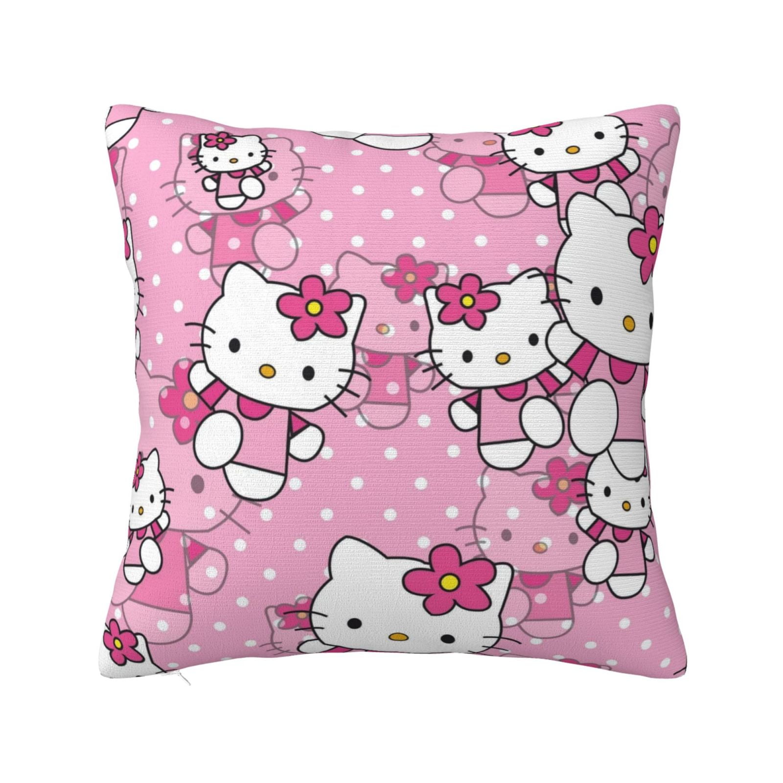 Hello Kitty Pillow Cover, Square Throw Pillow Cases For Couch Sofa Bed ...