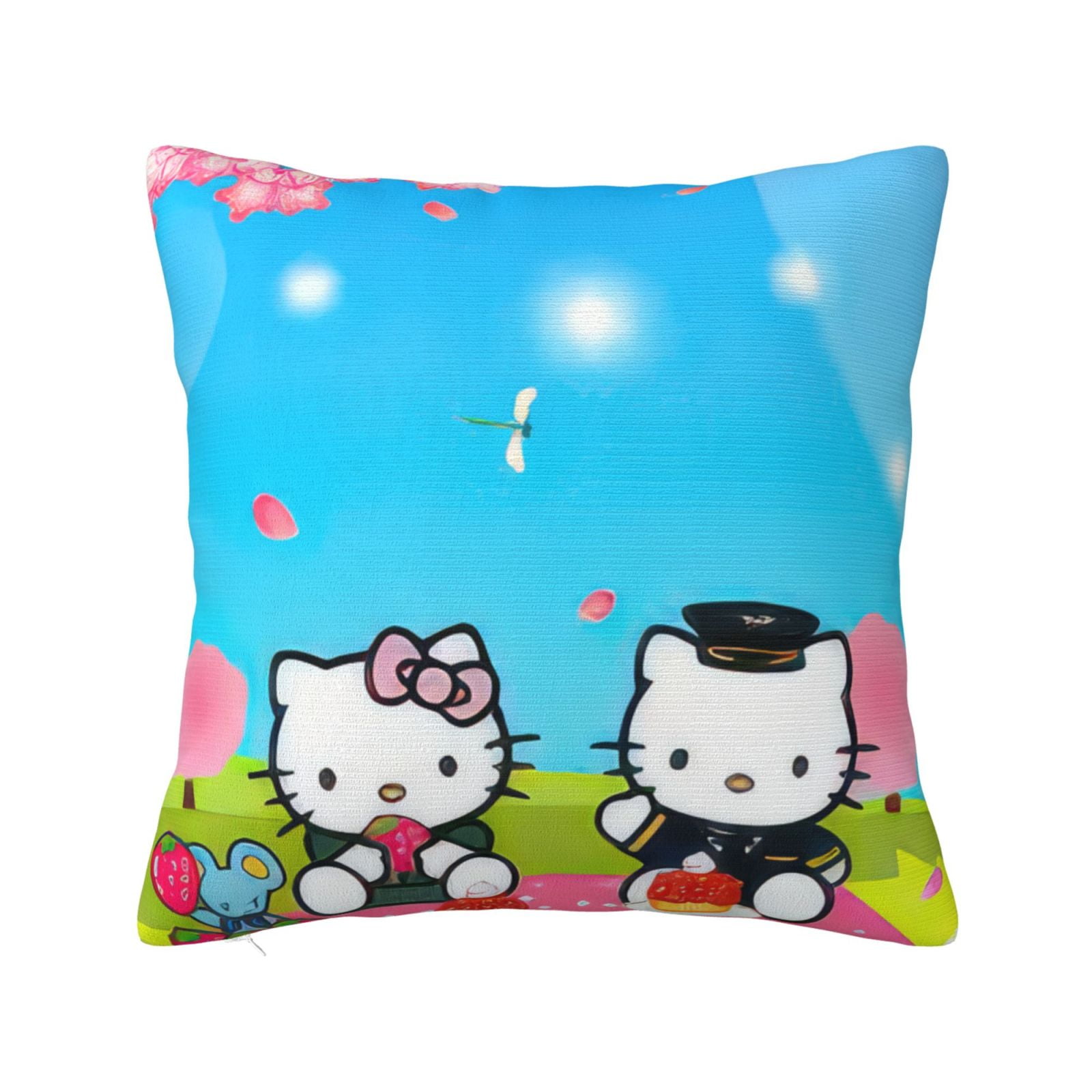 Hello Kitty Pillow Cover, Square Throw Pillow Cases For Couch Sofa Bed ...