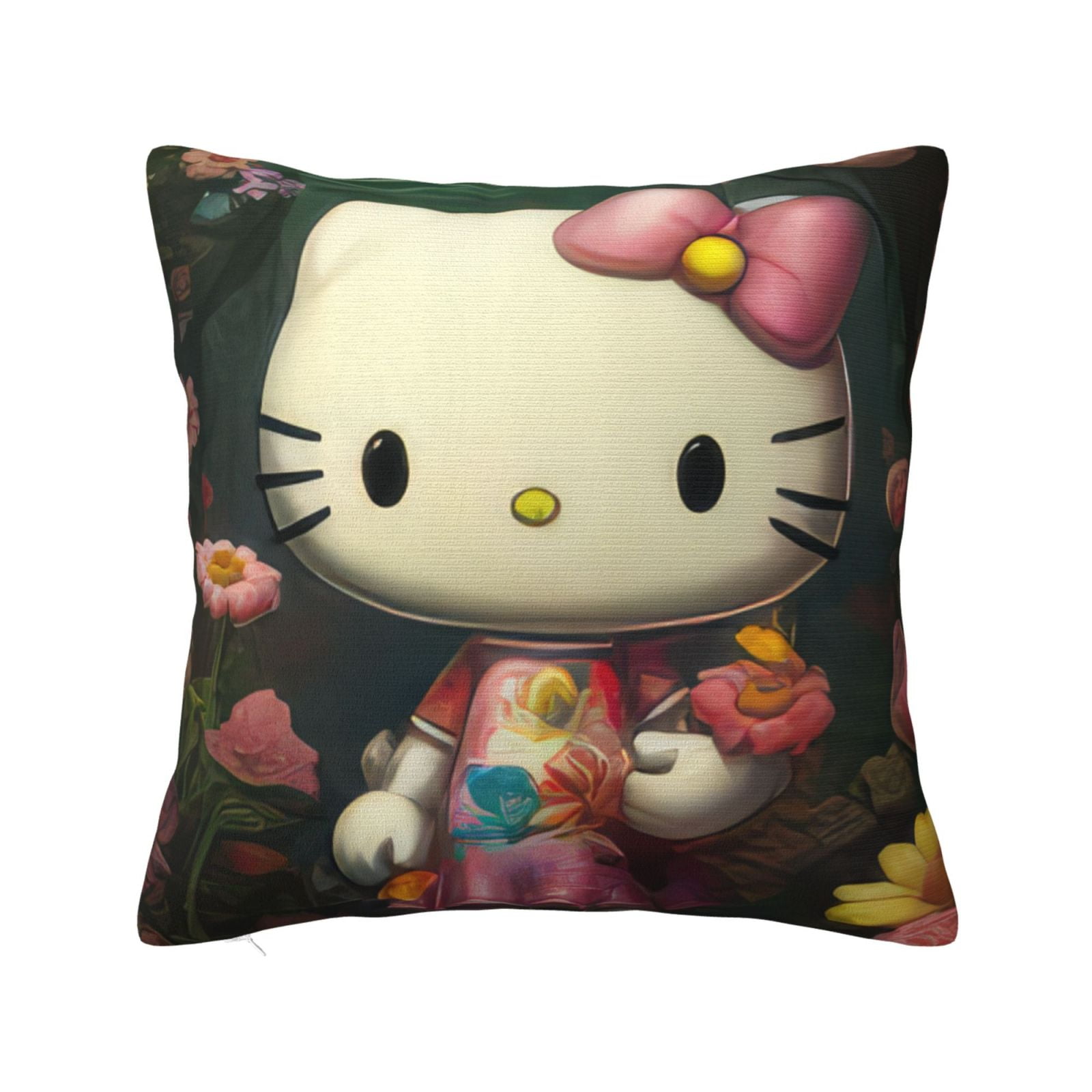 Hello Kitty Pillow Cover, Square Throw Pillow Cases For Couch Sofa Bed ...